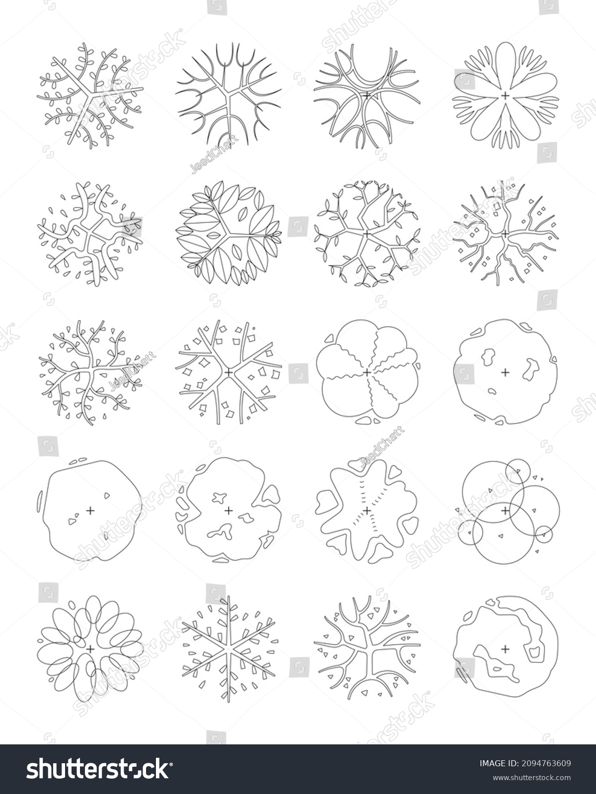 Top View Tree Vector Set Isolated Stock Vector (Royalty Free) 2094763609
