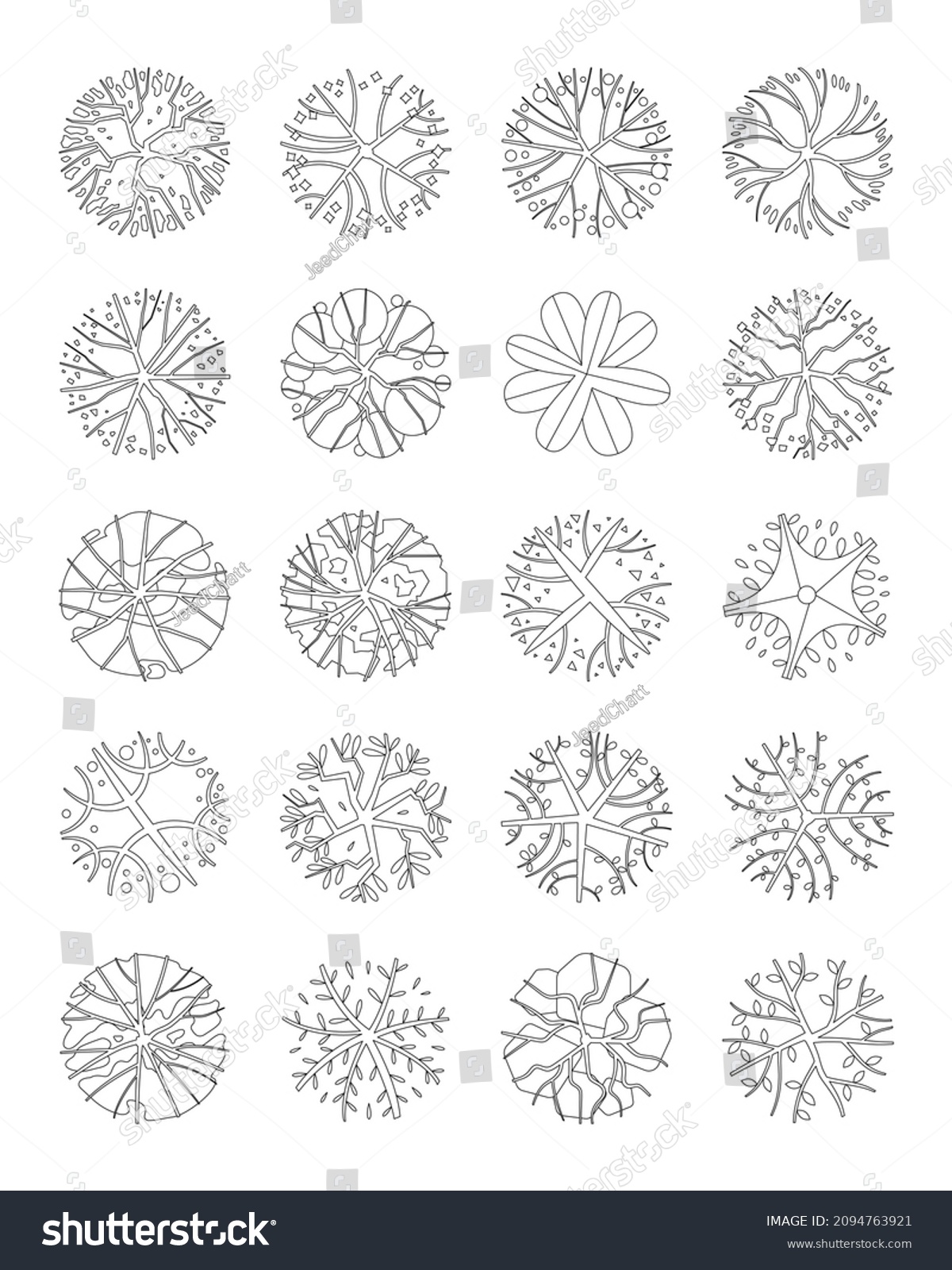 Top View Tree Vector Set Isolated Stock Vector (Royalty Free) 2094763921