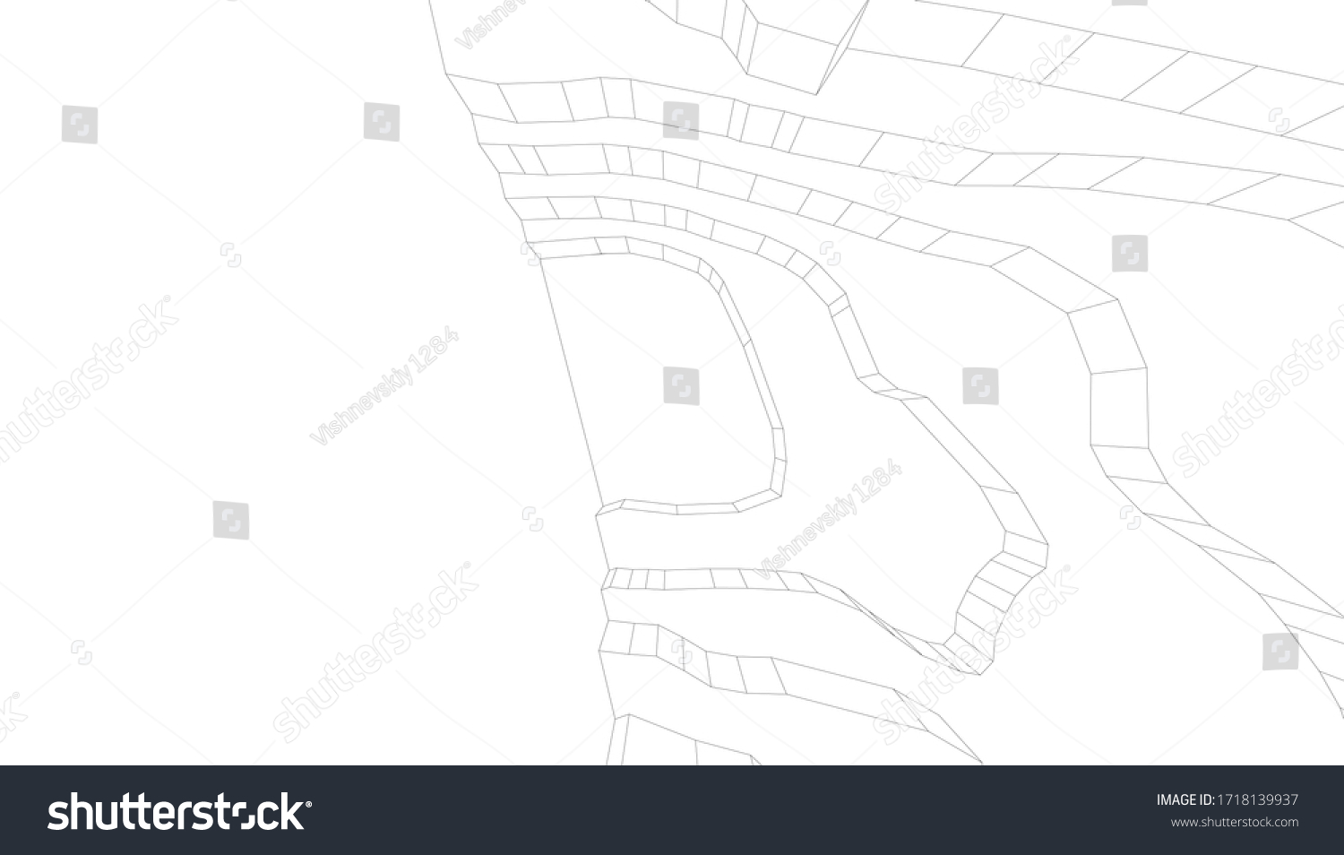Topographic Drawing Landscape 3d Visualization Architectural Stock ...