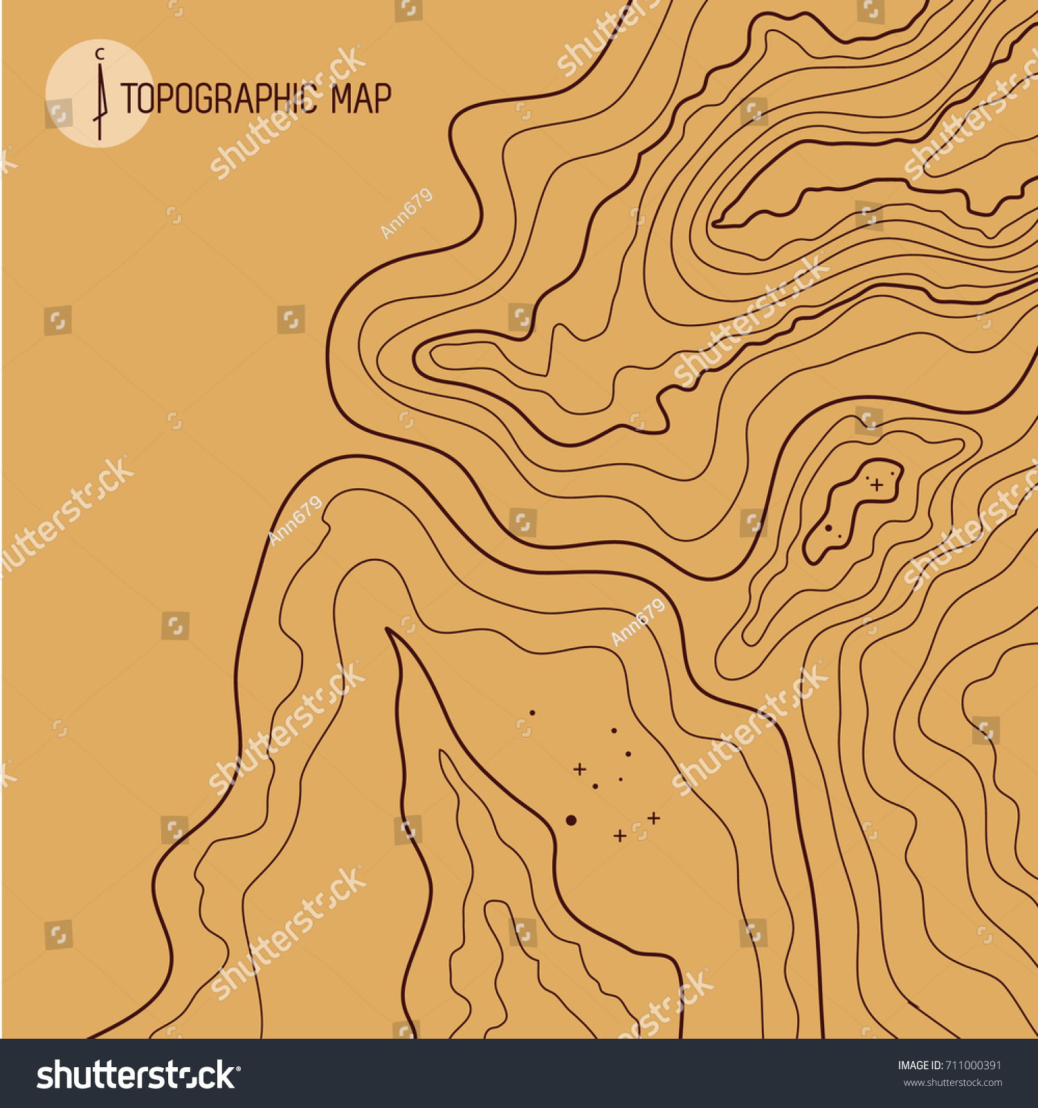 Topographic Map Light Brown Vector Illustration Stock Vector (Royalty ...