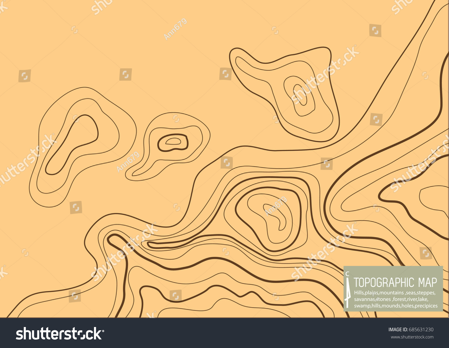 Topographic Map Line Drawing Vector Illustration Stock Vector (Royalty ...