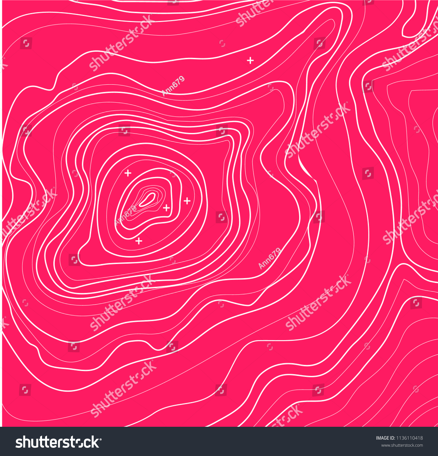 Topographic Map White Lines On Pink Stock Vector (Royalty Free) 1136110418