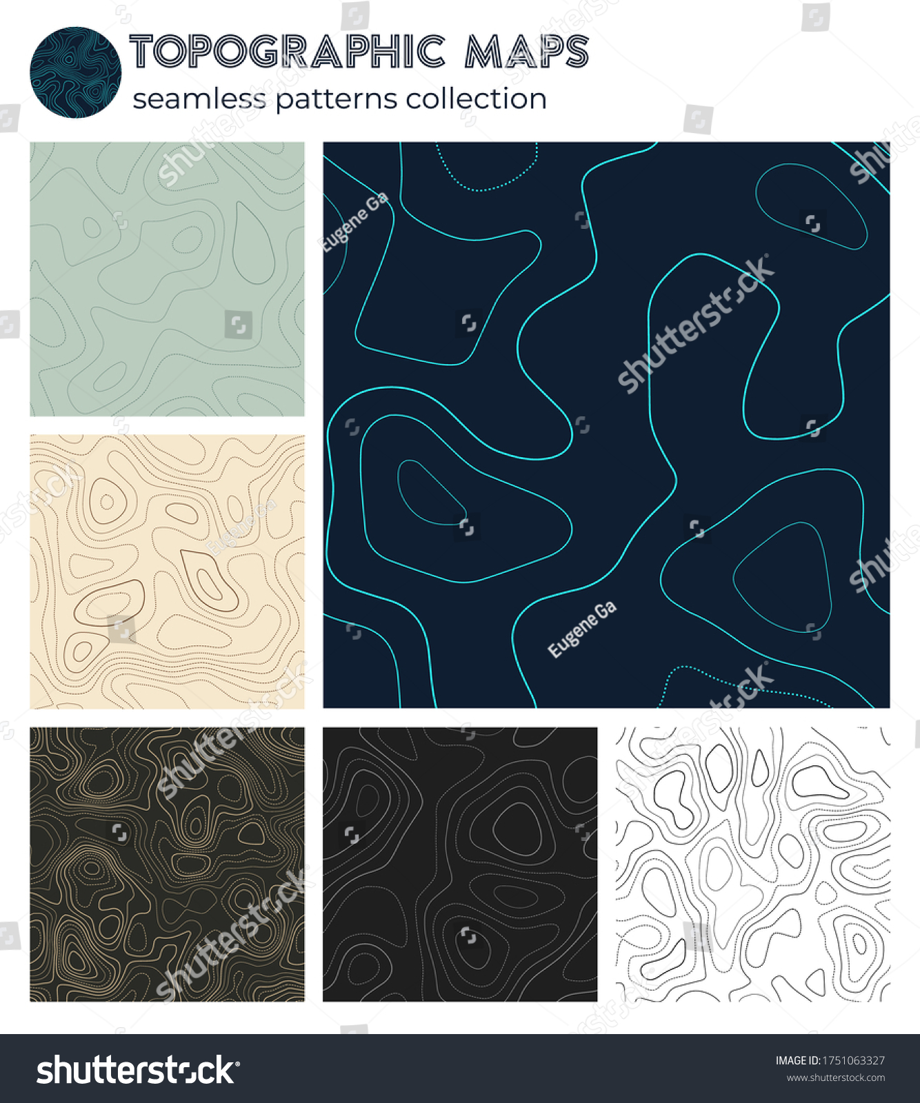 Topographic Maps Authentic Isoline Patterns Seamless: เวกเตอร์สต็อก ...