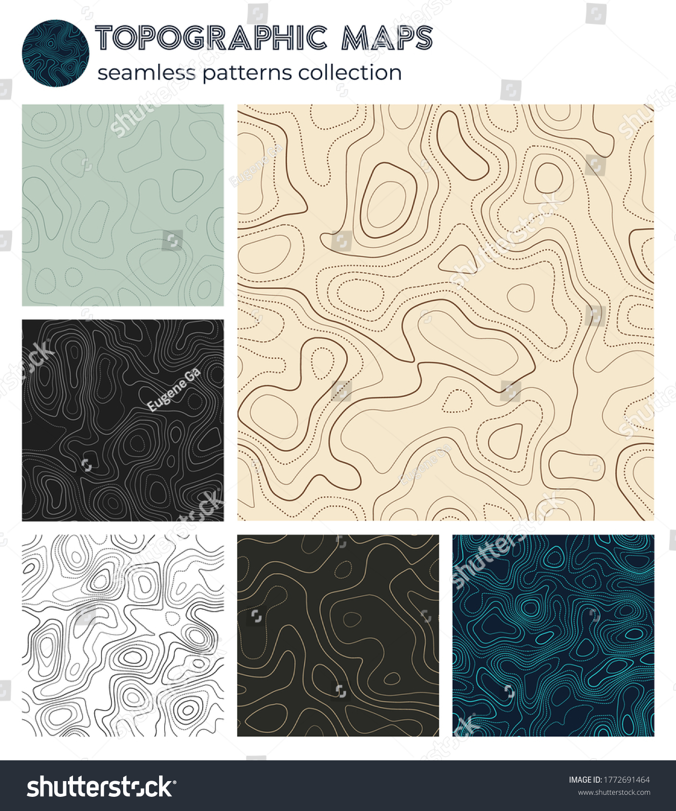 Topographic Maps Awesome Isoline Patterns Seamless Stock Vector ...