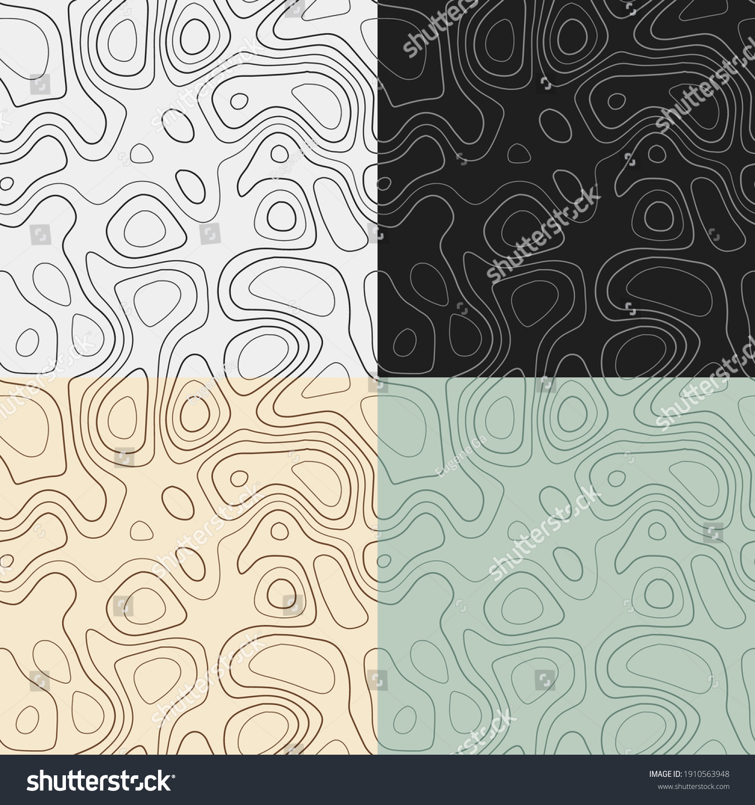 Topography Patterns Seamless Elevation Map Tiles: เวกเตอร์สต็อก (ปลอด ...