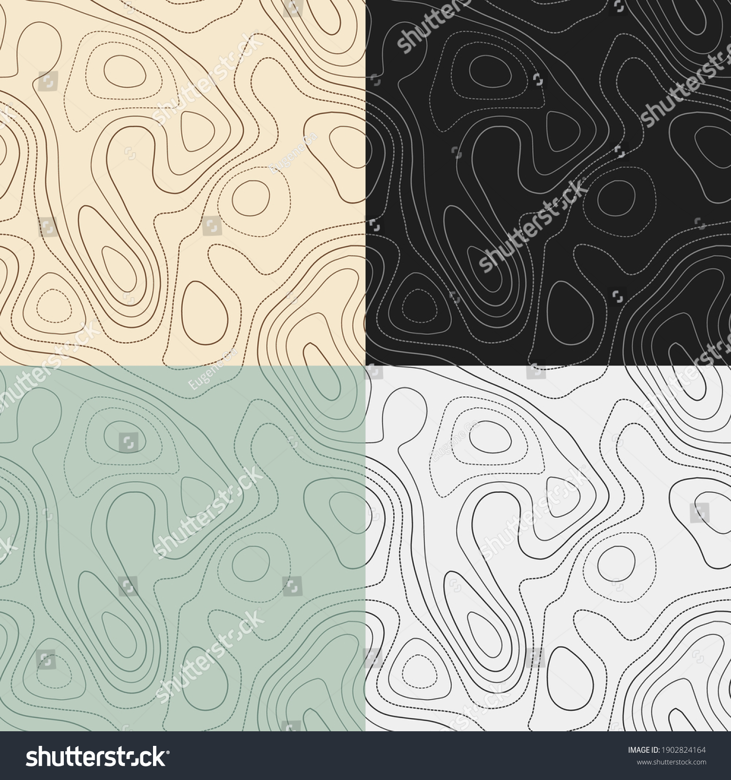 Topography Patterns Seamless Elevation Map Tiles Stock Vector (Royalty ...