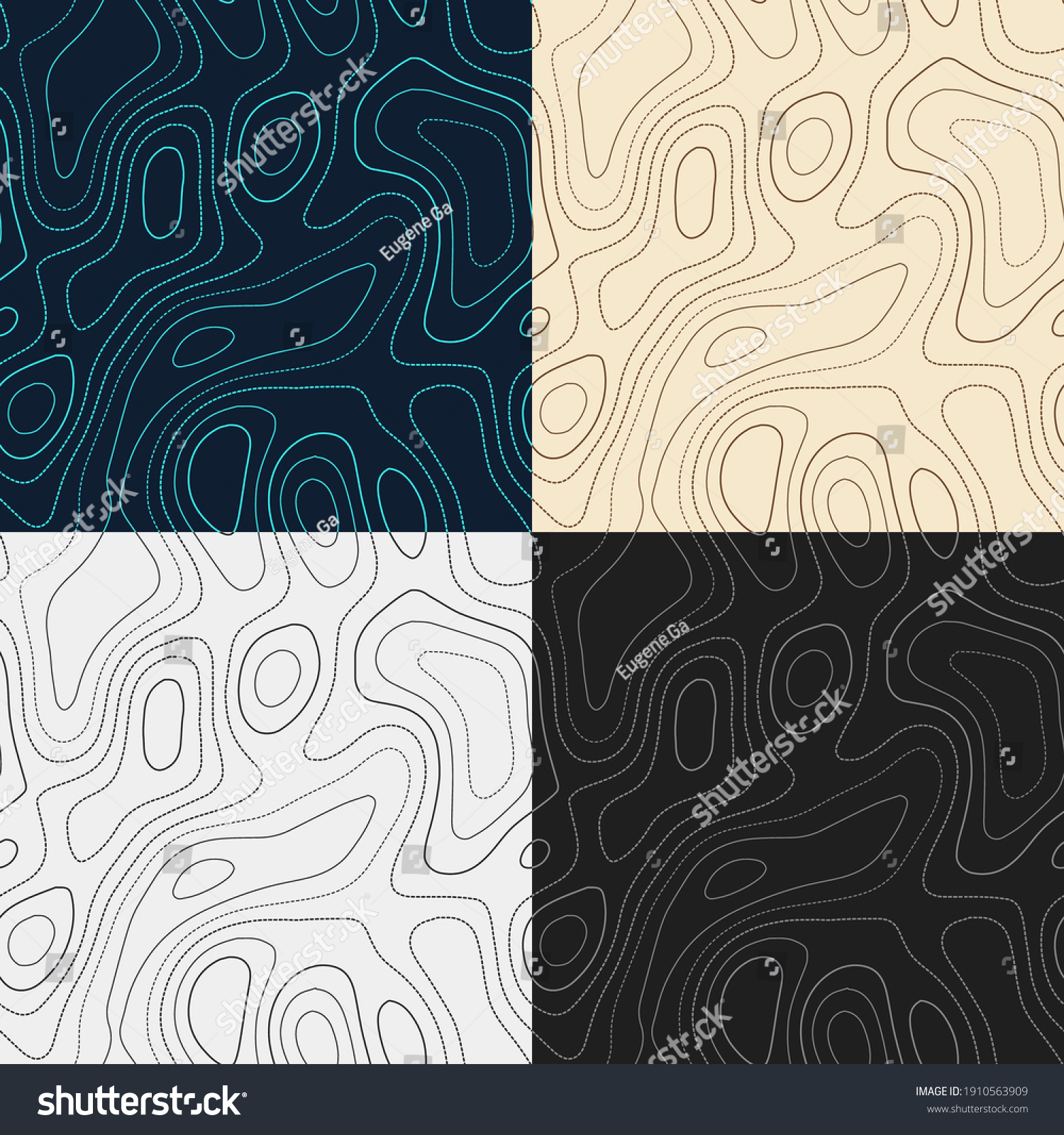 Topography Patterns Seamless Elevation Map Tiles: เวกเตอร์สต็อก (ปลอด ...