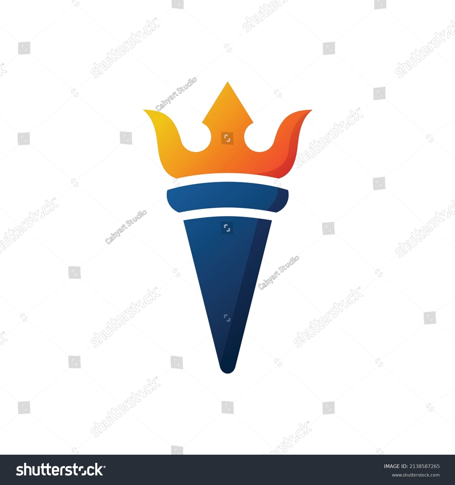 Torch Crown Logo Design Stock Vector (Royalty Free) 2138587265