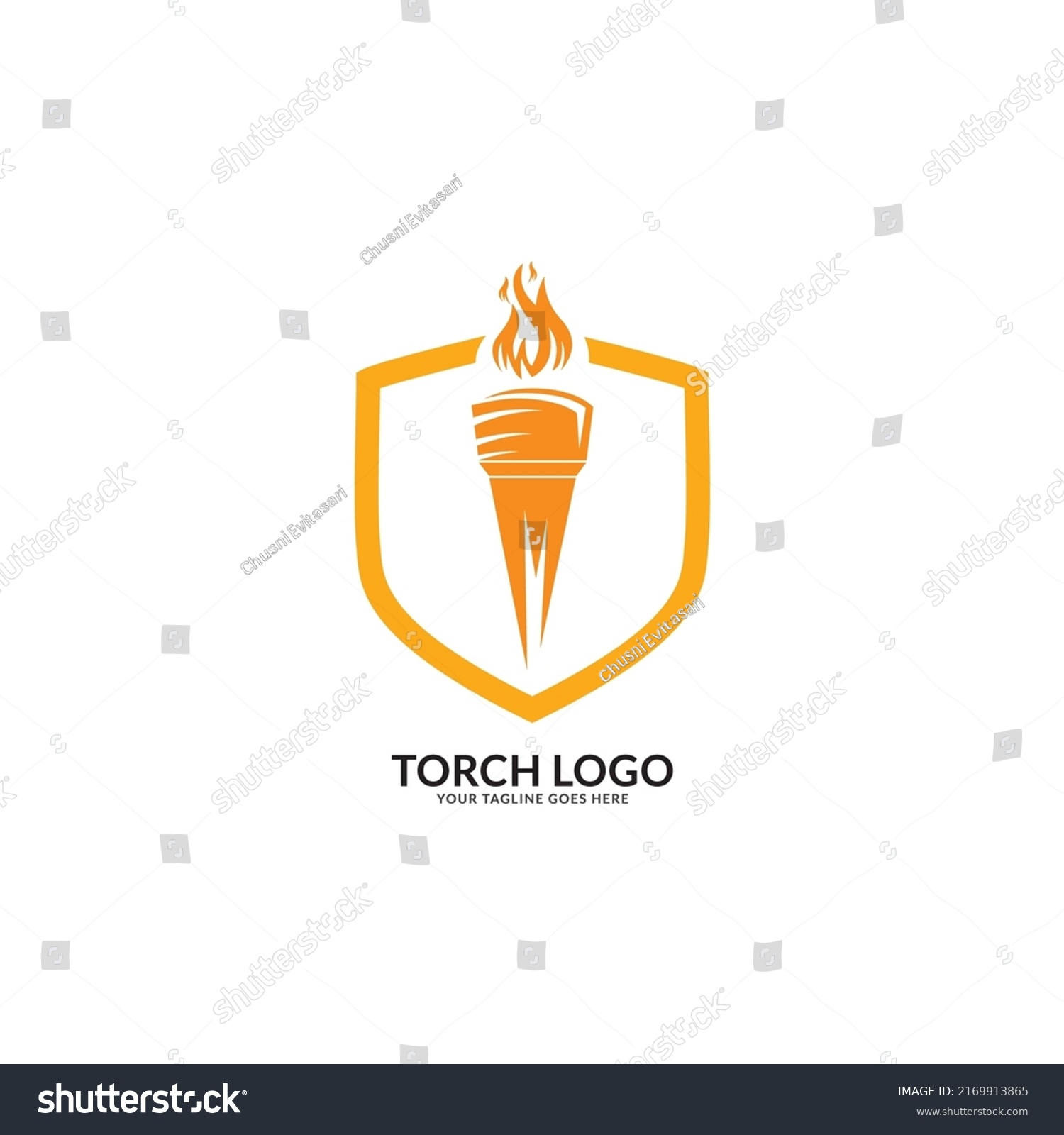 Torch Fire Flame Pillar Column Logo Stock Vector (Royalty Free ...
