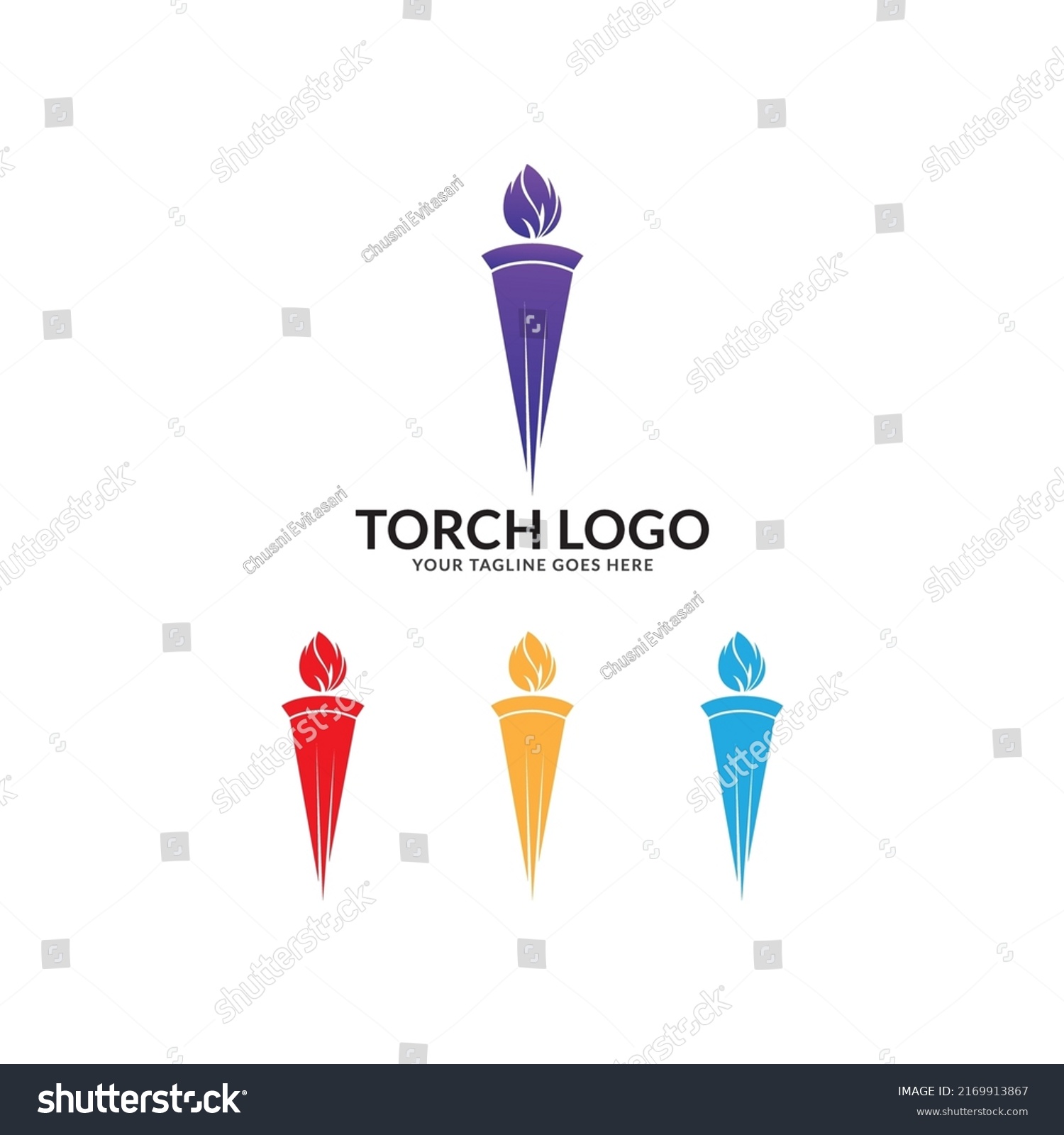 Torch Fire Flame Pillar Column Logo Stock Vector (Royalty Free ...
