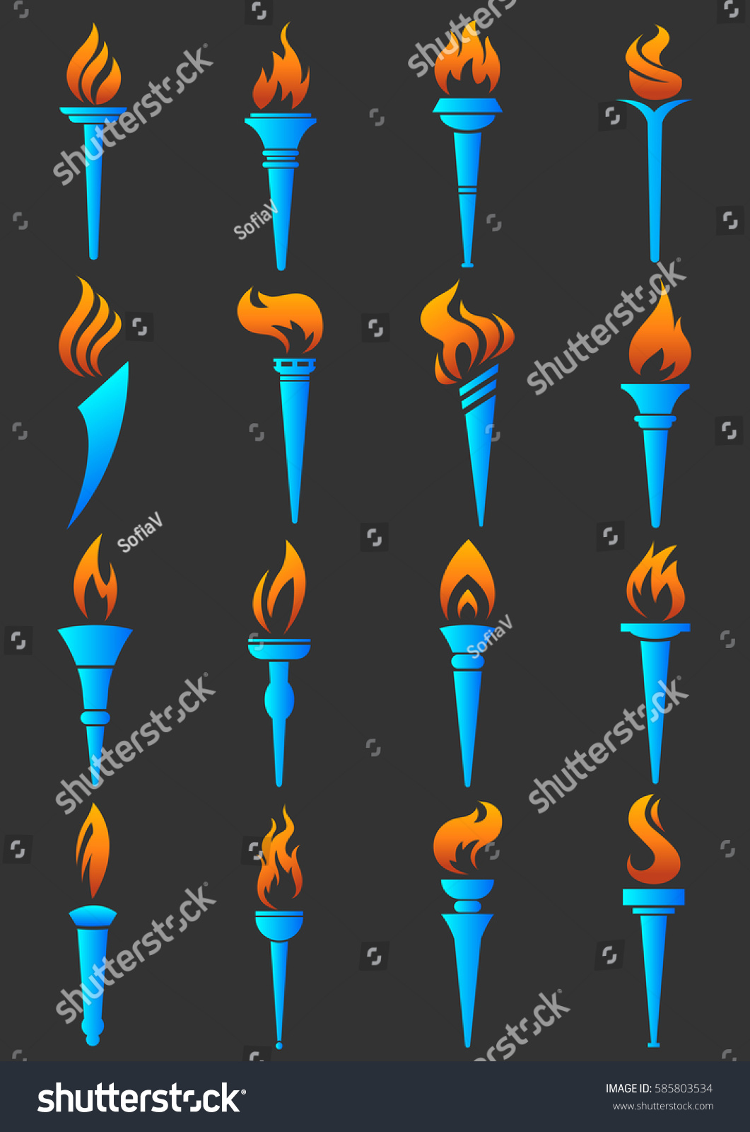 Torch Flame Logo Templates Symbols Stock Vector (Royalty Free ...