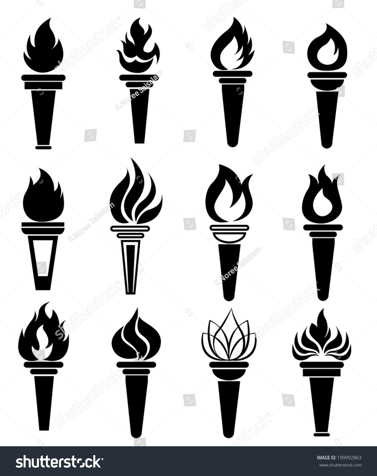 Torch Icons Set Stock Vector Illustration 199992863 : Shutterstock