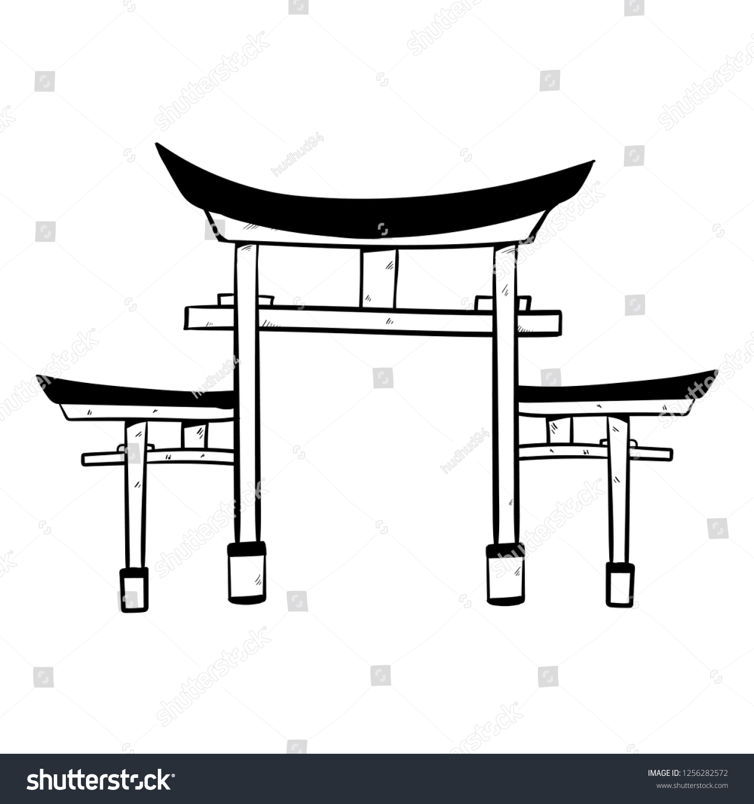Torii Gate Icon Doodle Stock Vector (Royalty Free) 1256282572 | Shutterstock