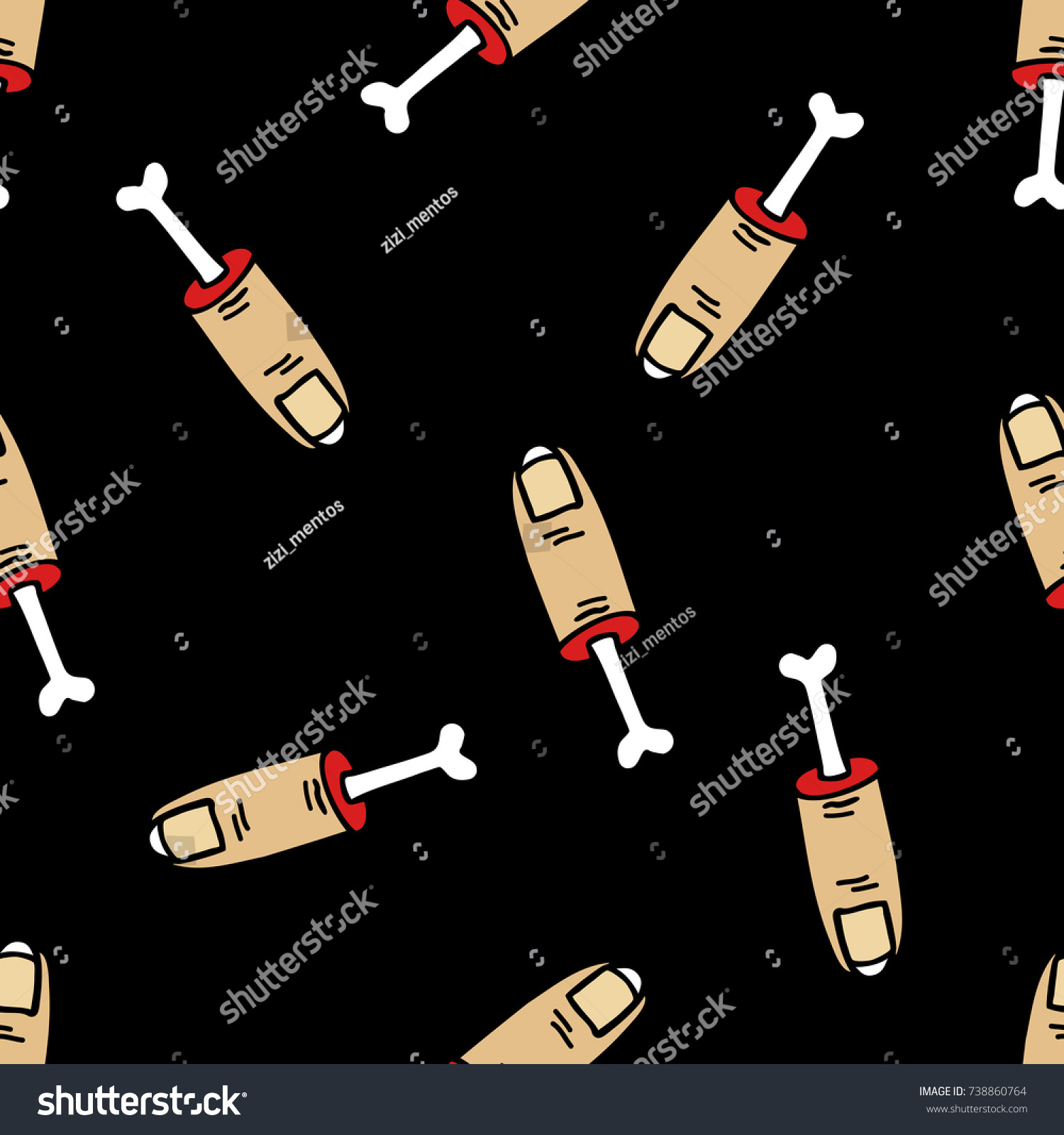 Torn Off Finger Seamless Doodle Pattern Stock Vector (Royalty Free ...