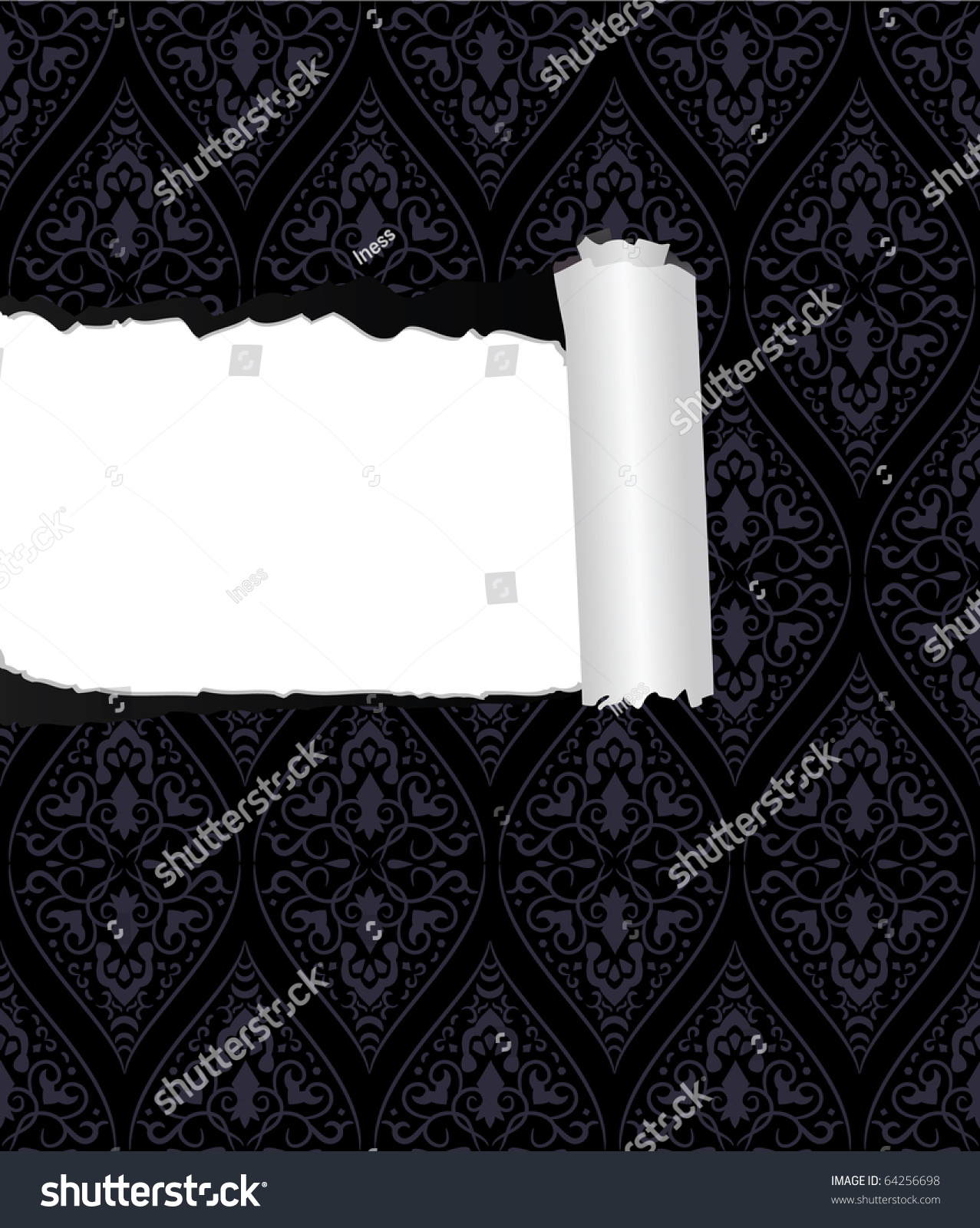 Torn Wallpaper Floral Pattern Vector Illustration Stock Vector (Royalty ...