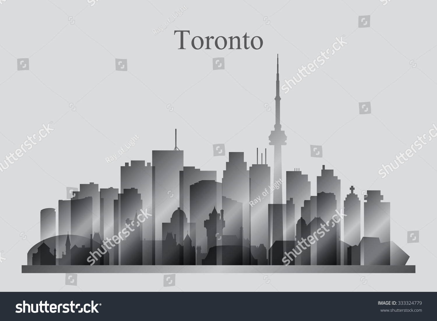 Toronto City Skyline Silhouette Grayscale Vector: vector de stock ... Toronto City Skyline Silhouette Grayscale Vector: vector de stock ...