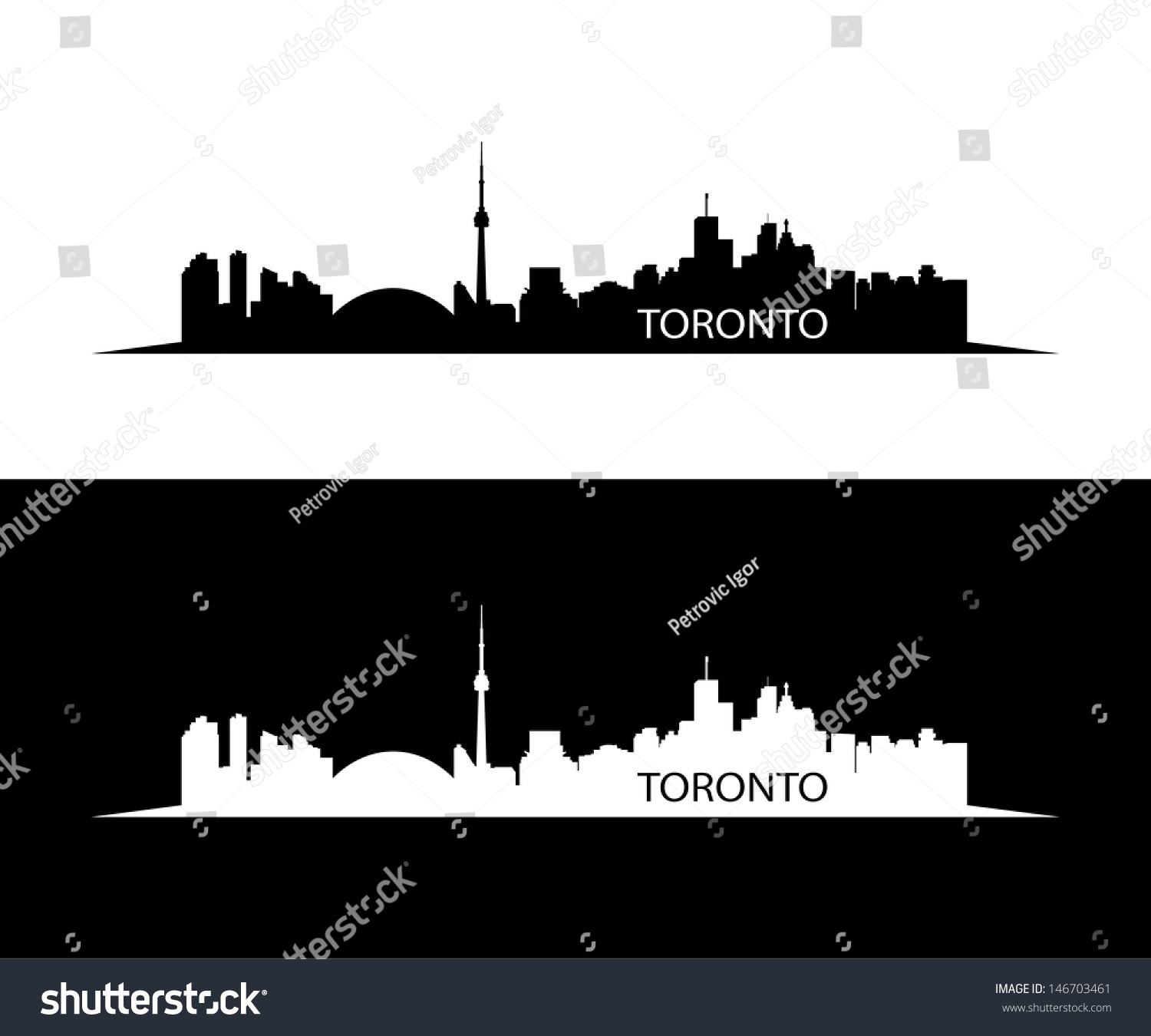 Toronto Skyline Vector Illustration: เวกเตอร์สต็อก (ปลอดค่าลิขสิทธิ์ ...