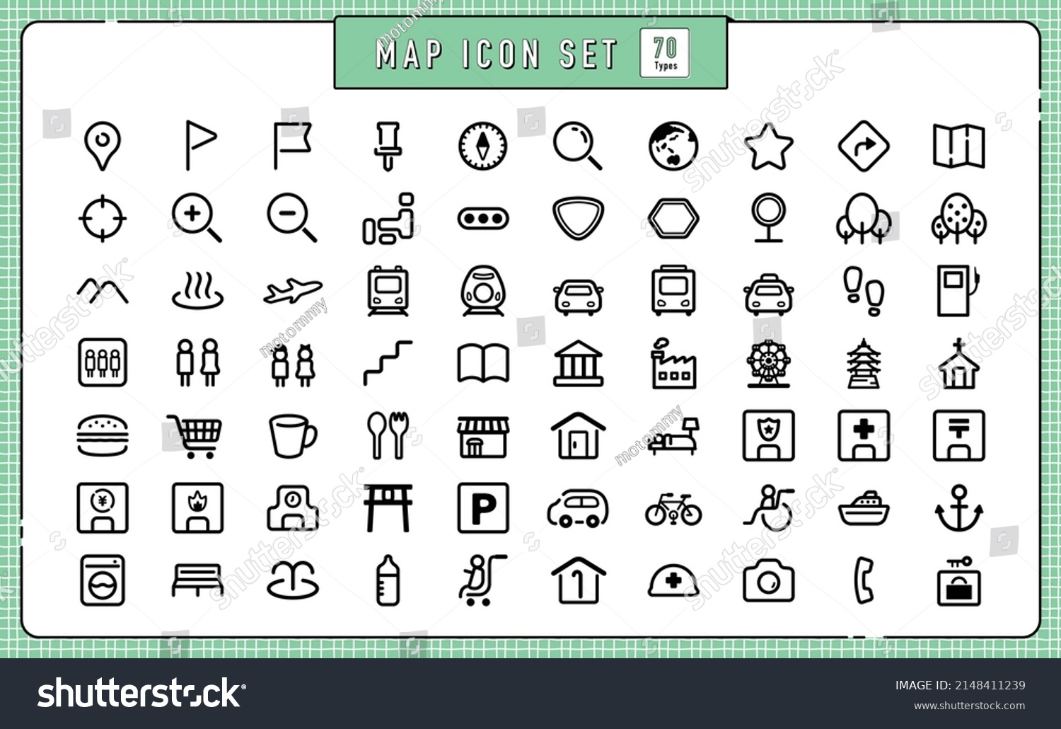 Total 70 Icons Maps Stock Vector (Royalty Free) 2148411239 | Shutterstock