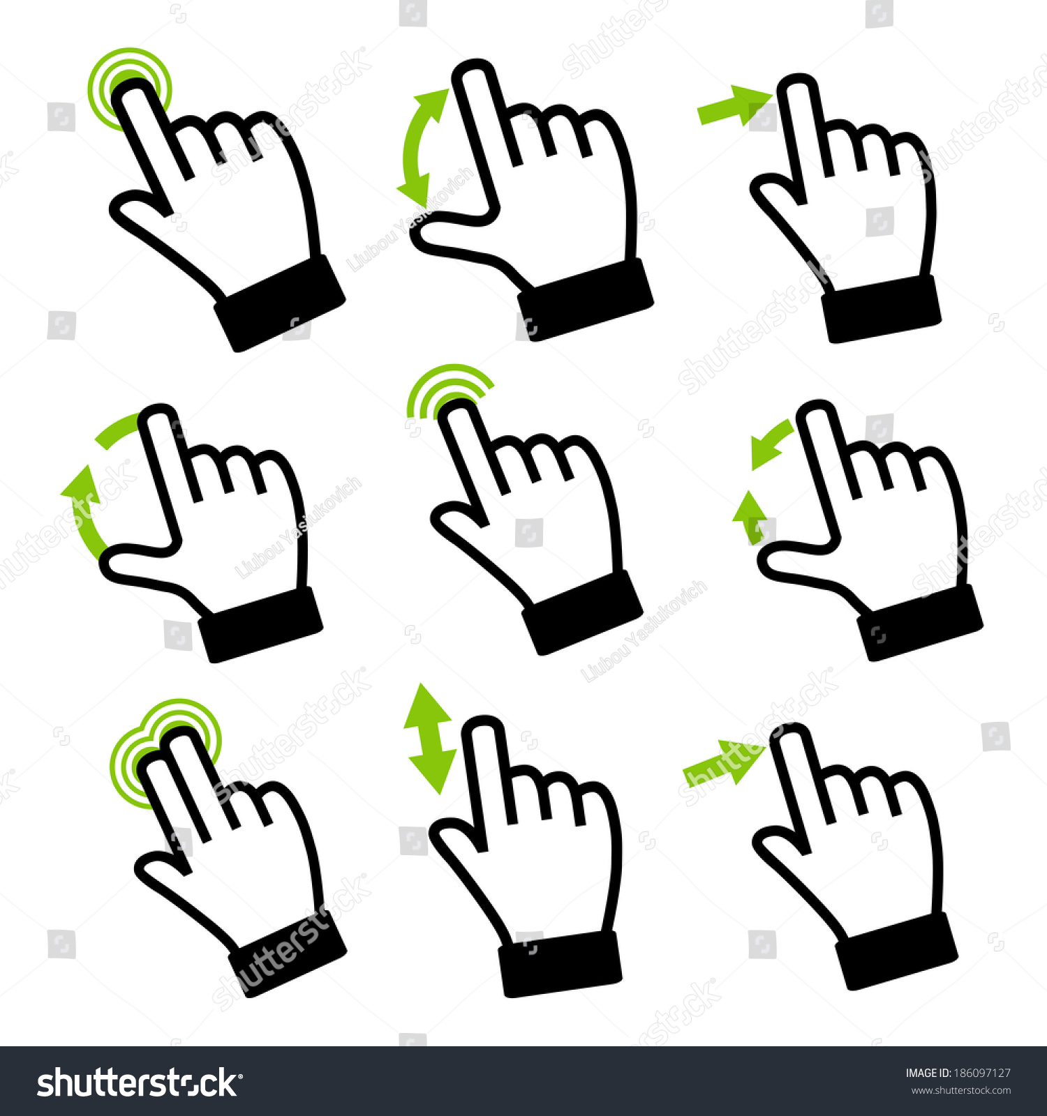 Touch Gestures Icons Computer Technology Design Stock Vector (Royalty ...