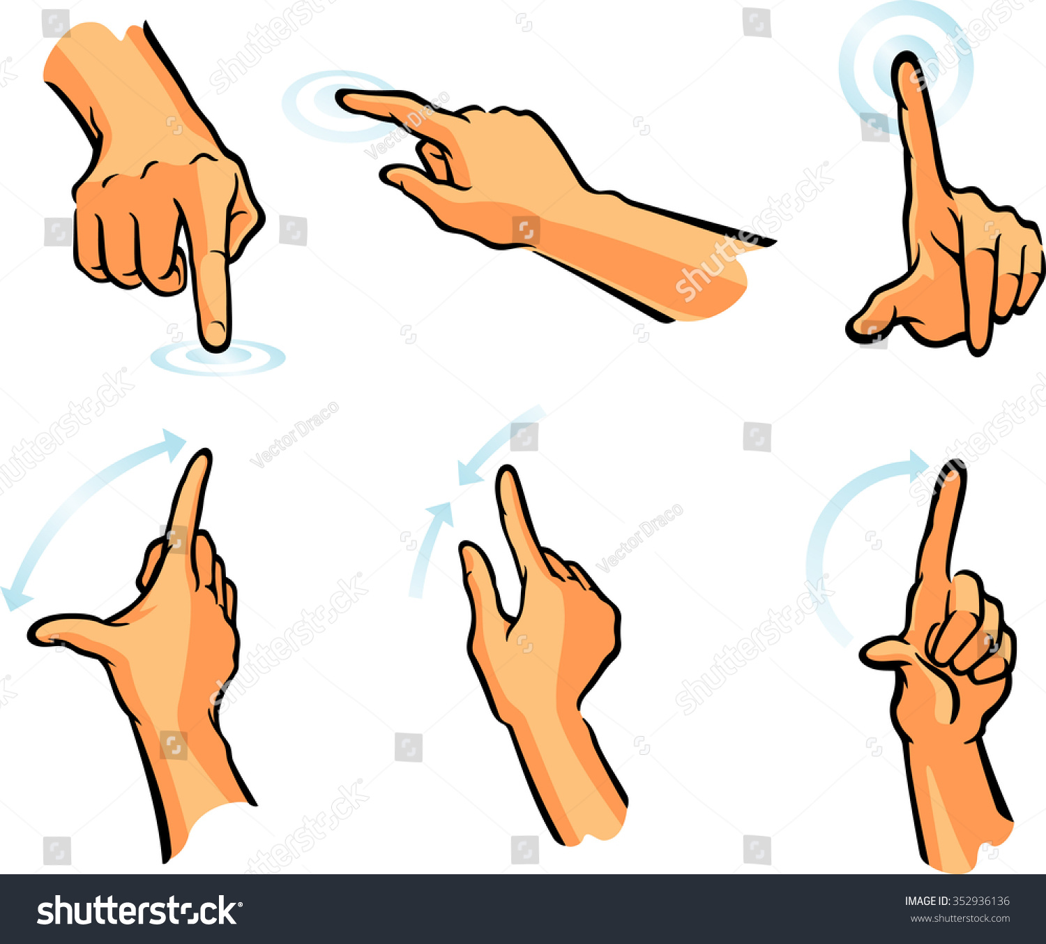 Touch Hand Gesturestouch Pad Tablet Hand Stock Vector (Royalty Free ...
