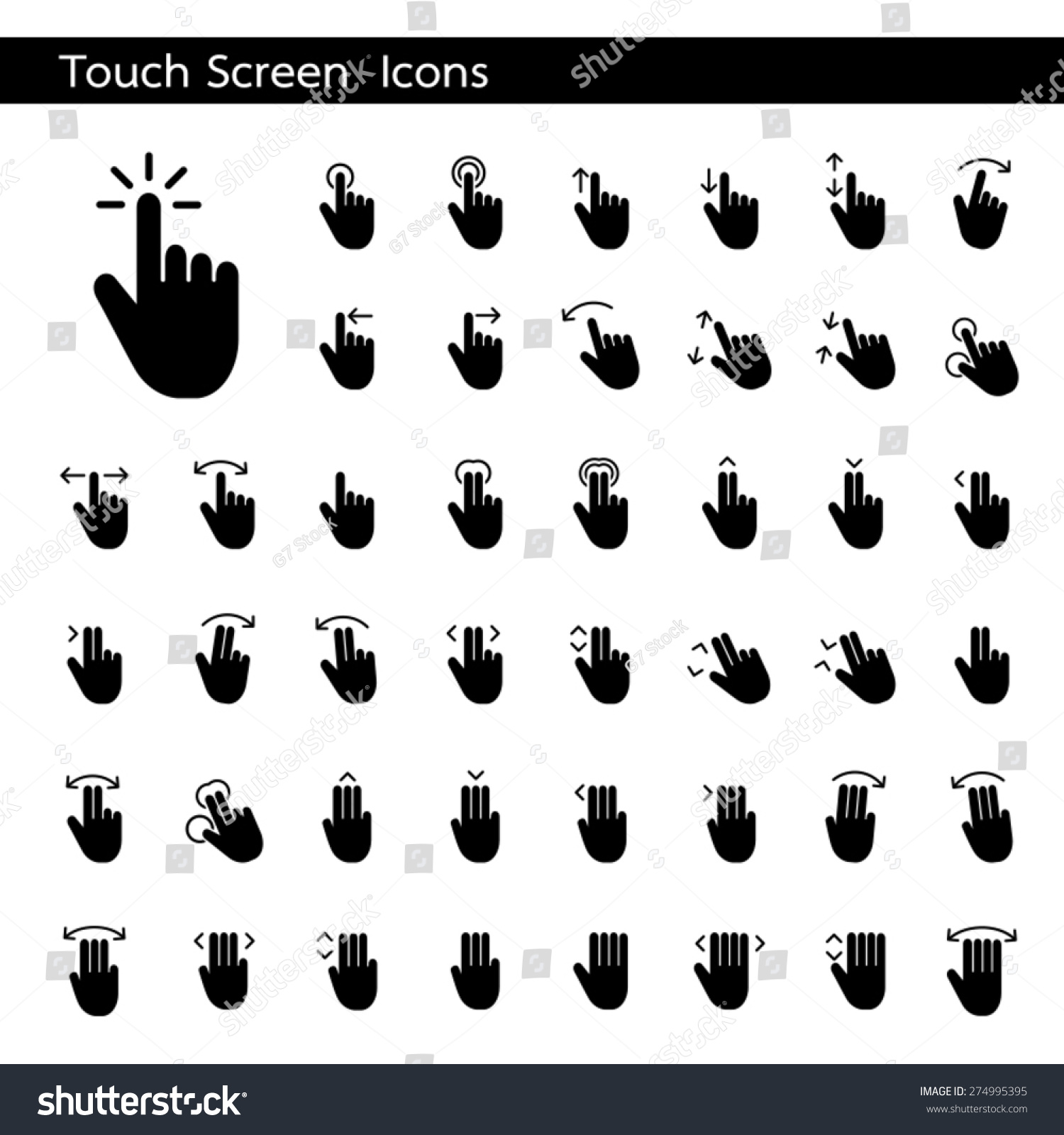 Touch Screen Icons Stock Vector (Royalty Free) 274995395