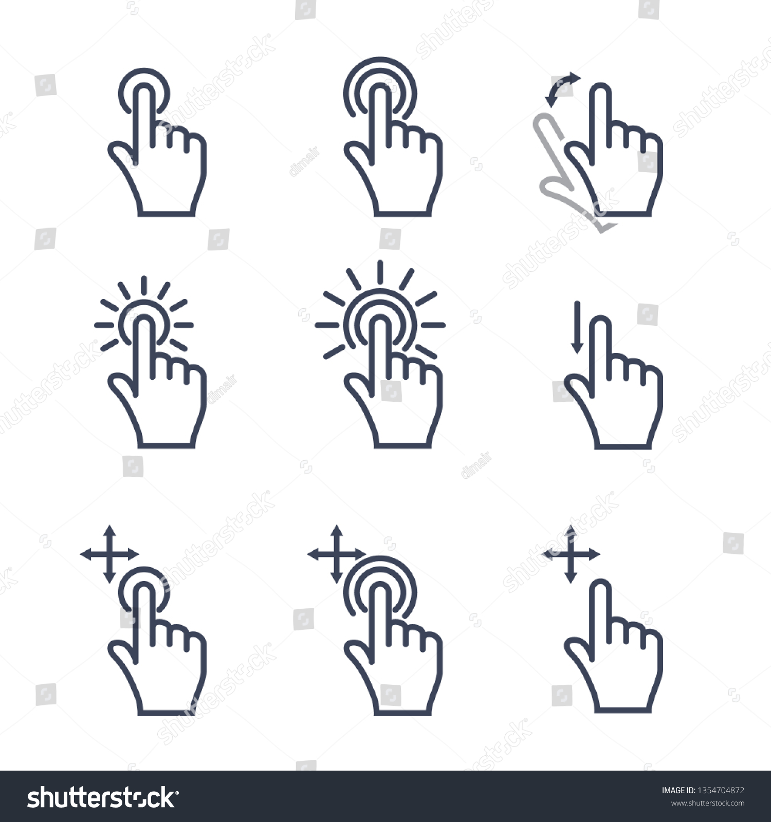 Touch Screen Sensor Symbols Icons Sets Stock Vector (Royalty Free ...
