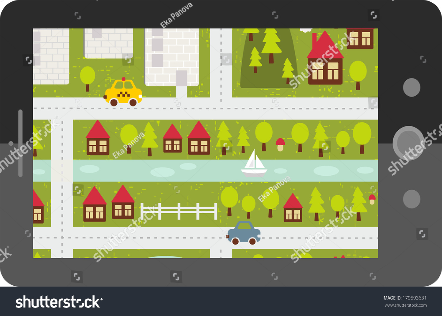 Touch Screen Tablet Gps Cartoon Map Stock Vector (Royalty Free ...