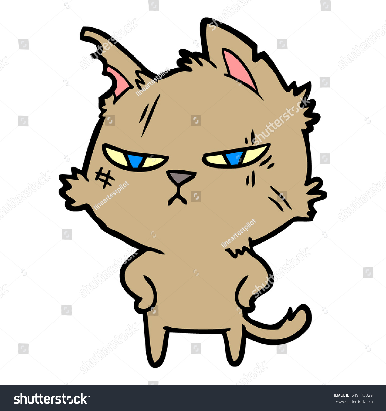 Tough Cartoon Cat Stock Vector (Royalty Free) 649173829 | Shutterstock