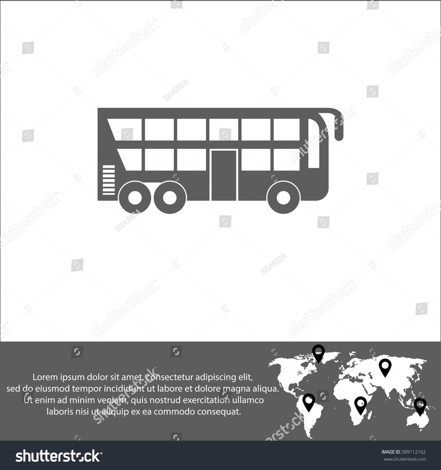 Tourist Bus Vector Icon Stock Vector (Royalty Free) 589112162 ...