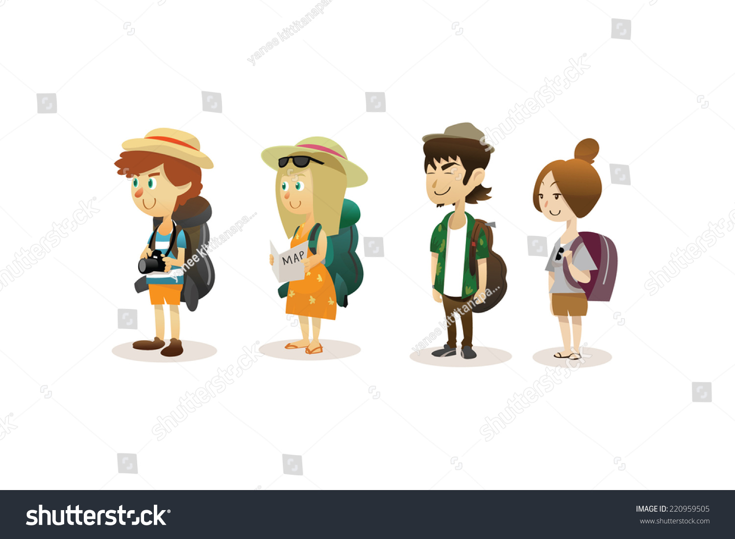 Tourist Cartoon Vector Stock Vector (Royalty Free) 220959505 | Shutterstock