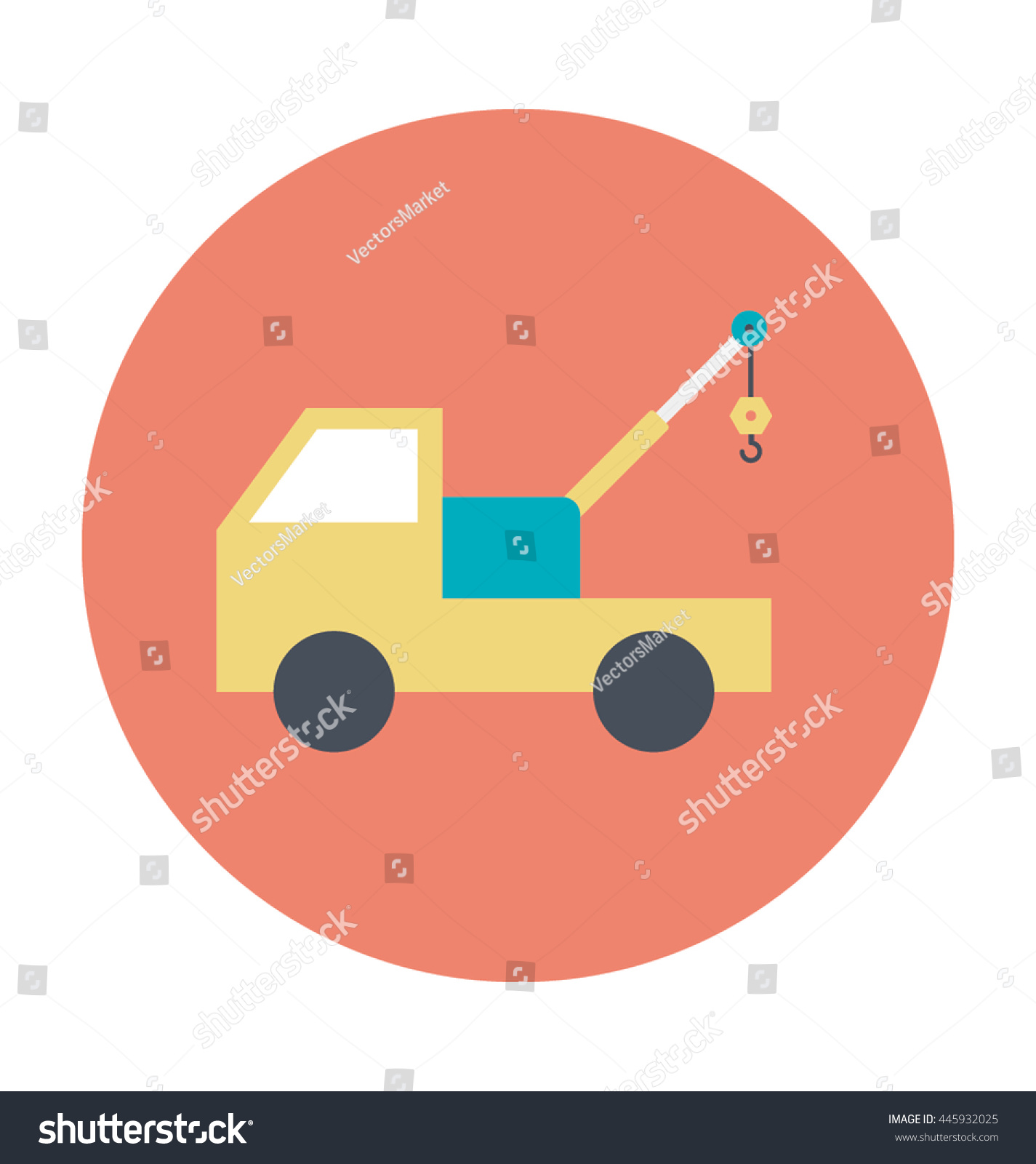 Tow Truck Colored Vector Icon Stock Vector (Royalty Free) 445932025 ...