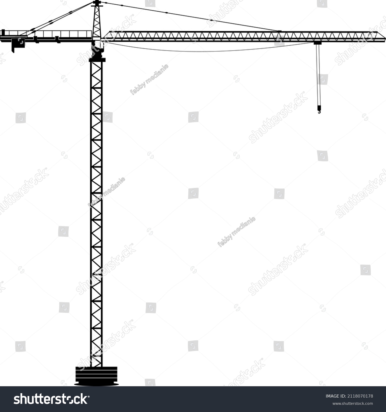 Tower Crane Silhouette Elevating Construction Crane Stock Vector ... Tower Crane Silhouette Elevating Construction Crane Stock Vector ...