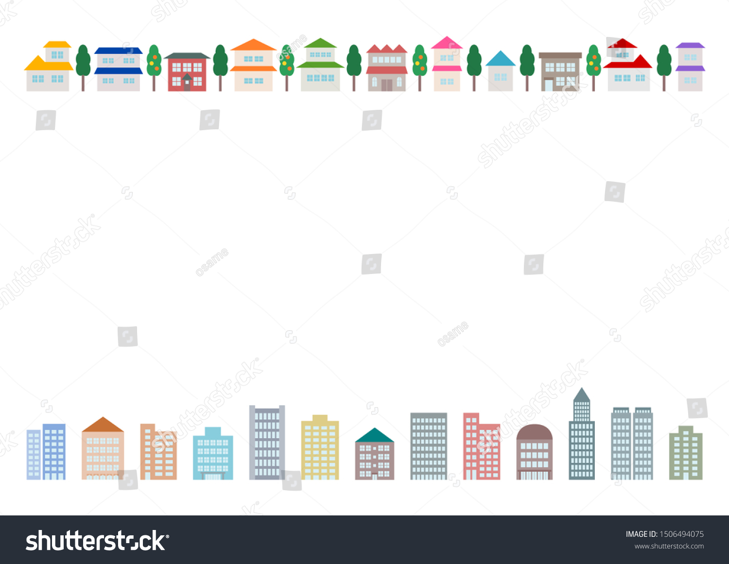 Townscape Building Vector Illustration Frame Line Stock Vector (Royalty ...