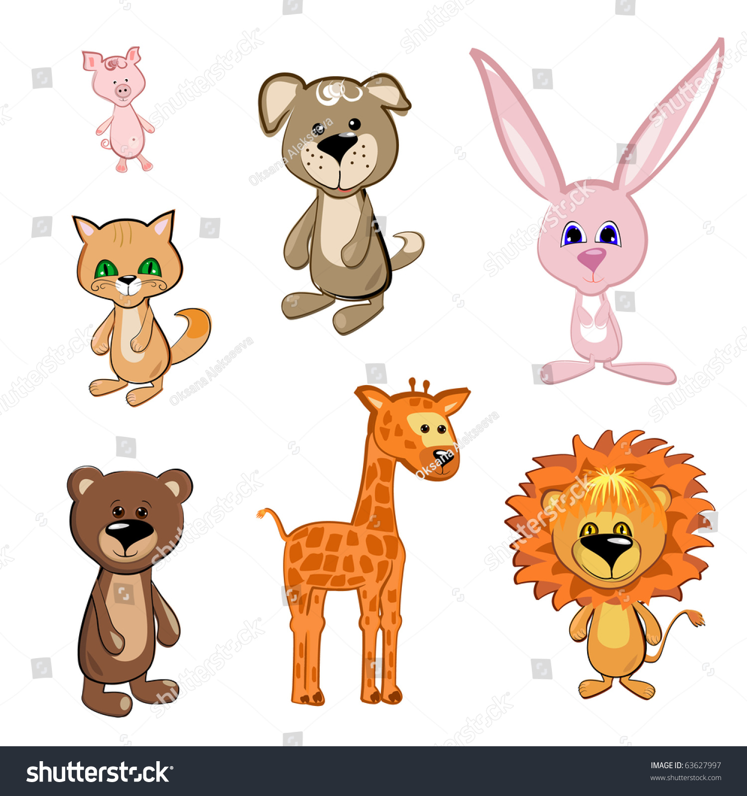 Toy Animals Stock Vector (Royalty Free) 63627997 | Shutterstock