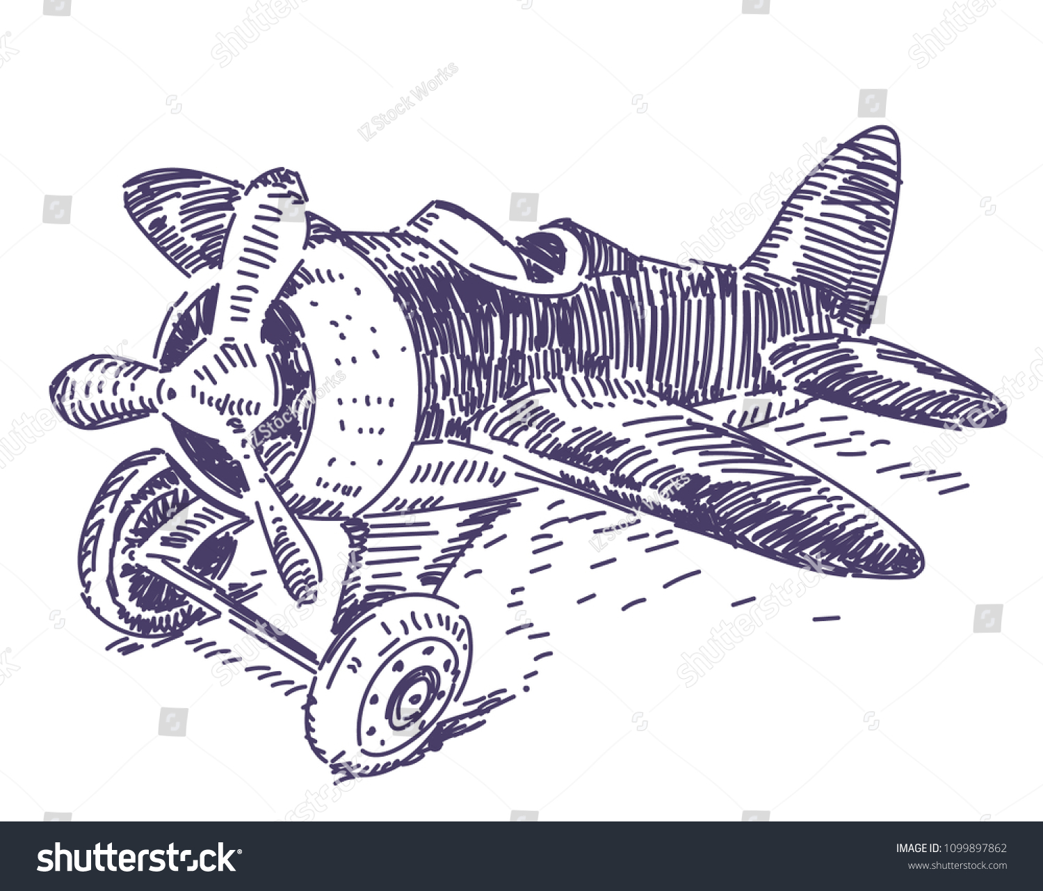 Toy Plane Vector Hand Drawn Stock Vector (Royalty Free) 1099897862