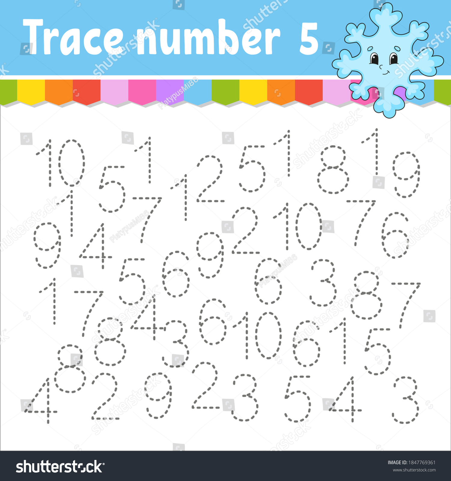 Trace Number Handwriting Practice Learning Numbers Stock Vector ...