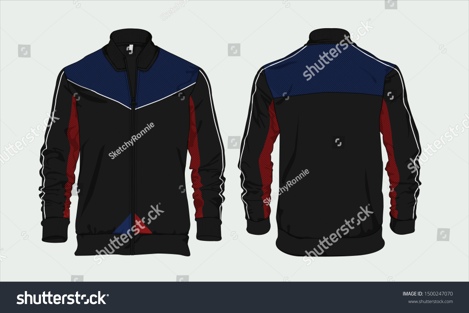 Vektor Stok Track Jacket Varsity Template Design Mockup (Tanpa Royalti ...
