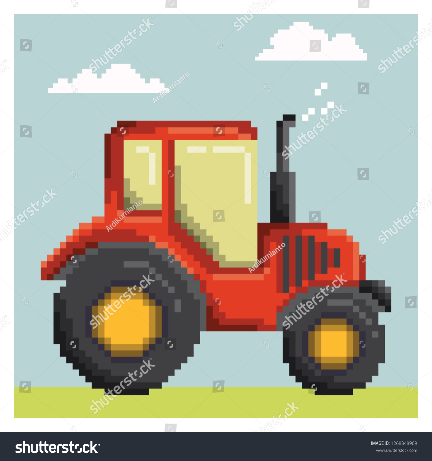 Tractor Pixel Art Stock Vector (Royalty Free) 1268848969