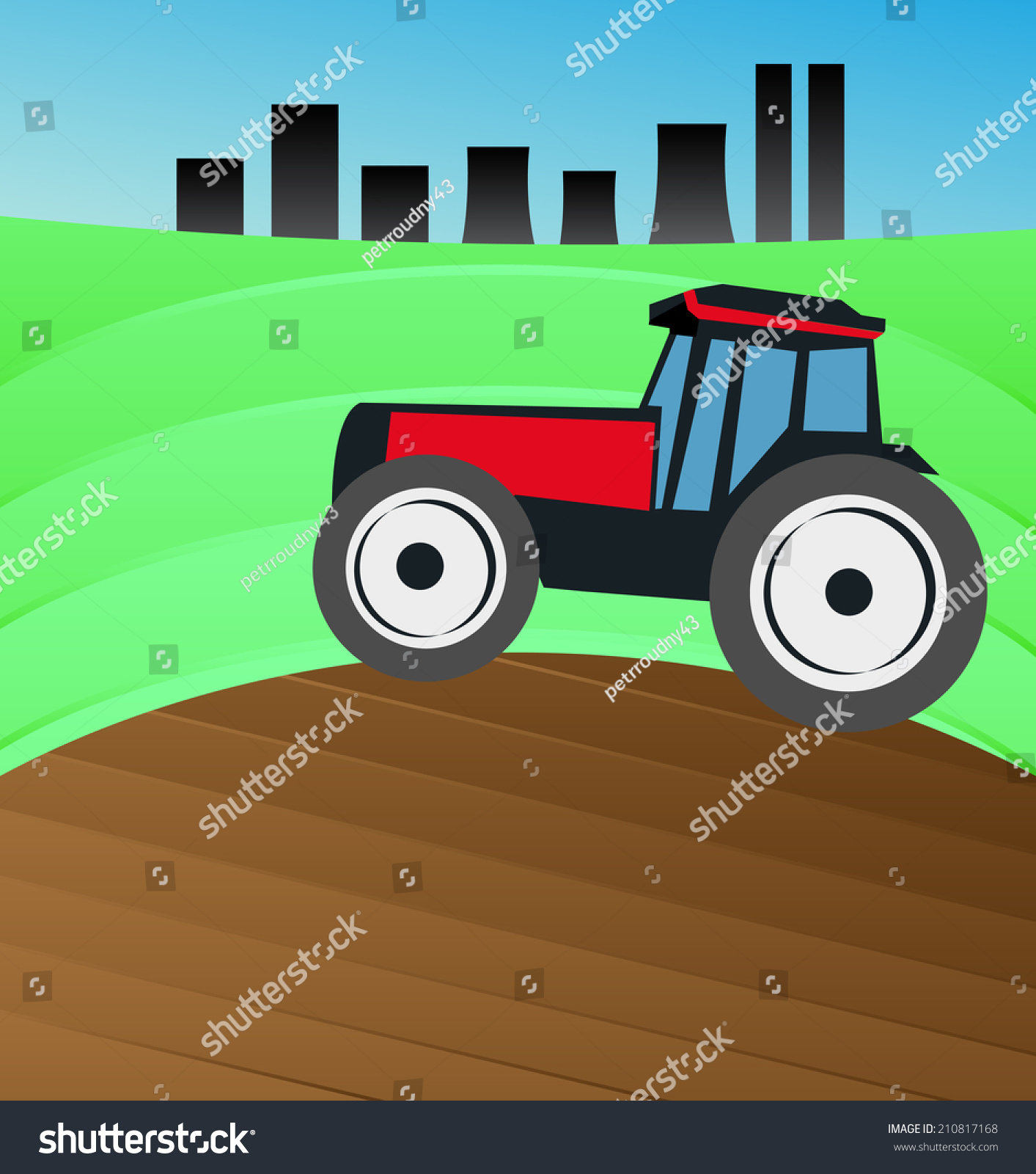 Tractor Plowing Field Stock Vector (Royalty Free) 210817168 | Shutterstock
