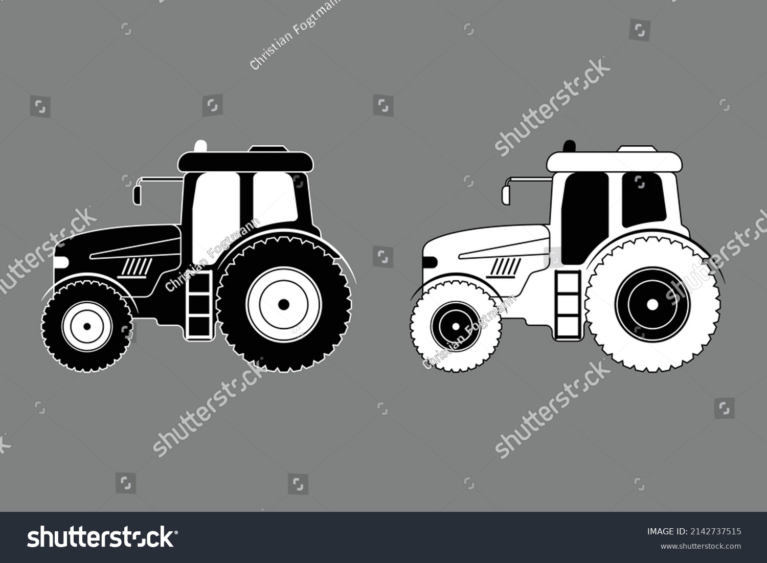 Tractor Side View Black White Icon Stock Vector (Royalty Free ...