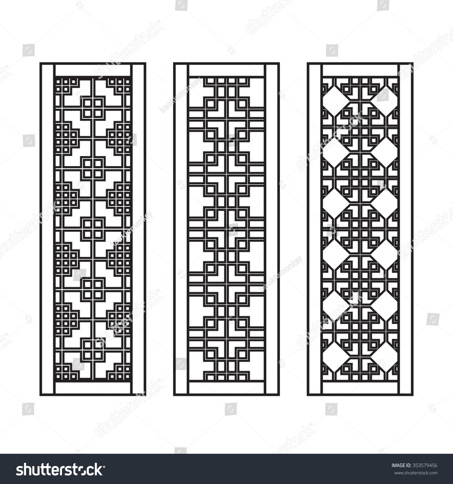 Traditional Asian Window Door Pattern Vector Stock Vector (Royalty Free ...