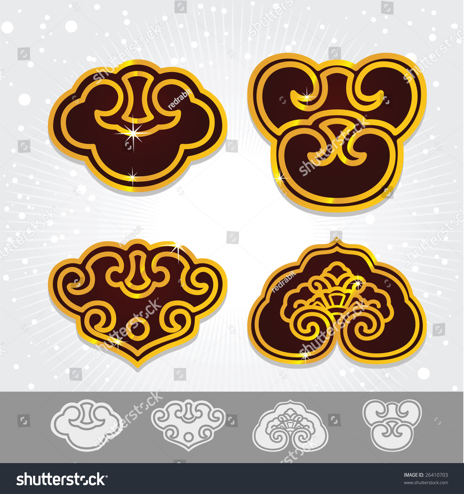 Traditional Chinese Art Pattern Icon Set Stock Vector (Royalty Free ...