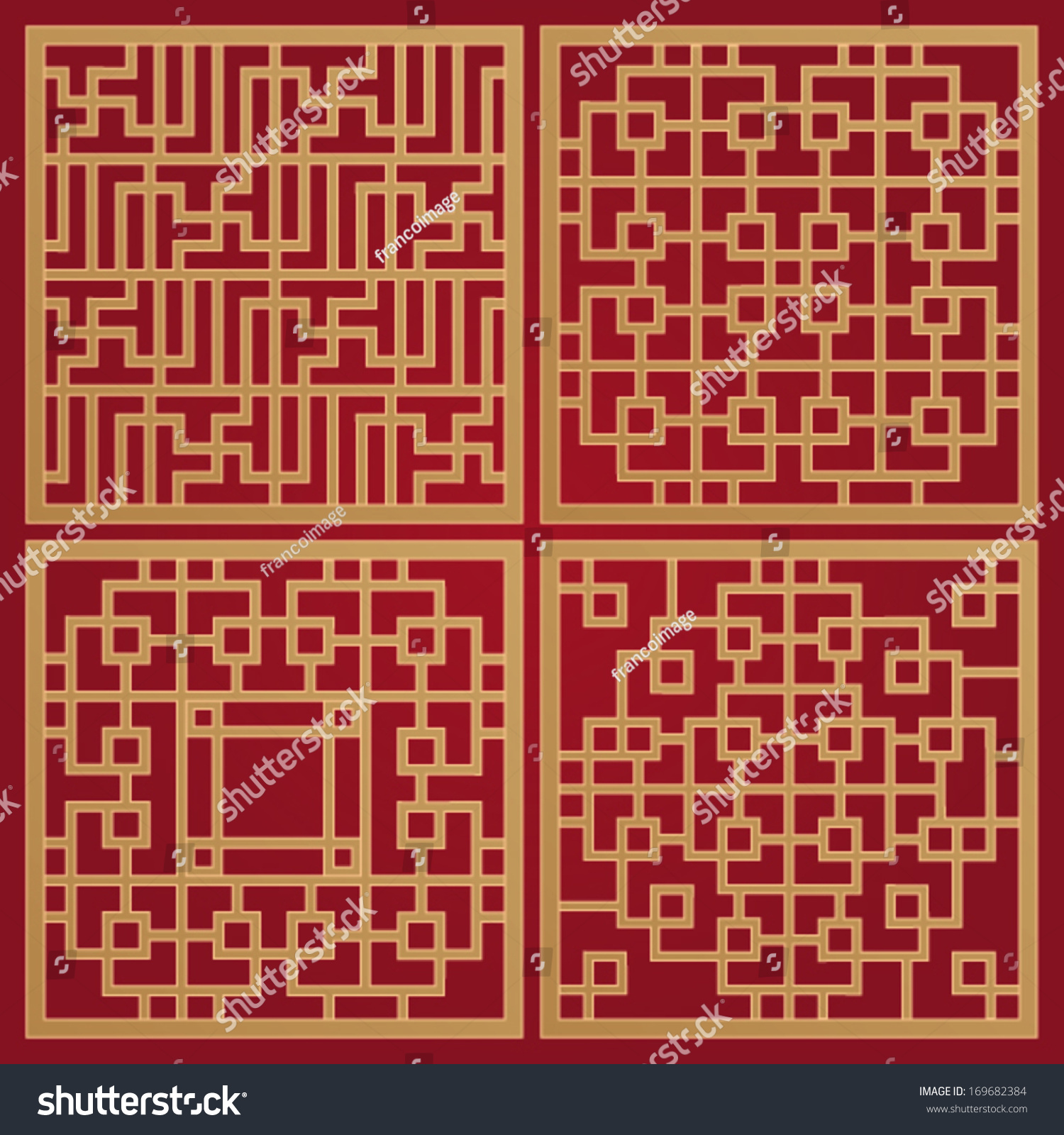 Traditional Chinese Window Frame Stock Vector (Royalty Free) 169682384 ...
