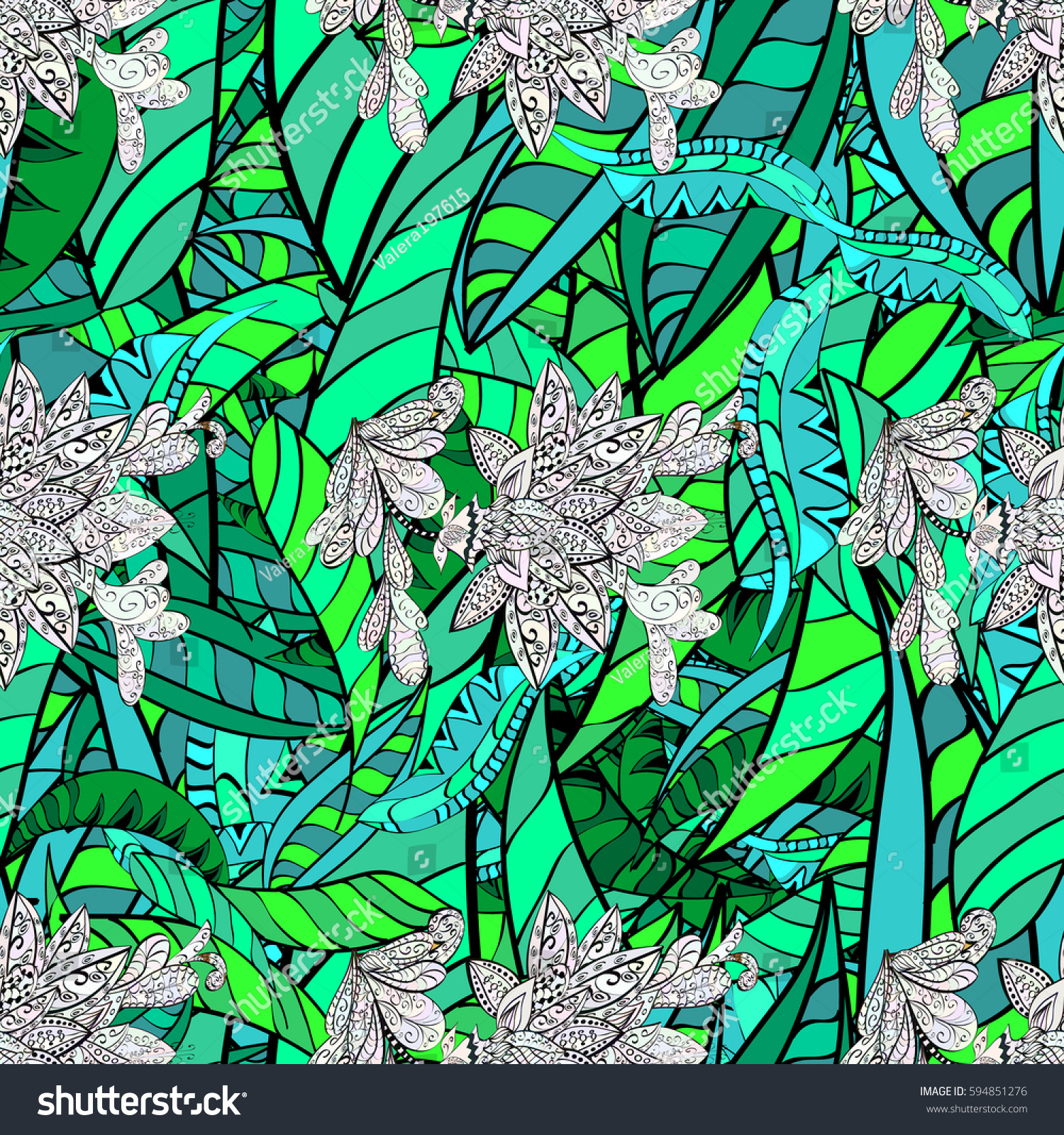 Traditional Classic Green Vector Pattern On: vector de stock (libre de ...