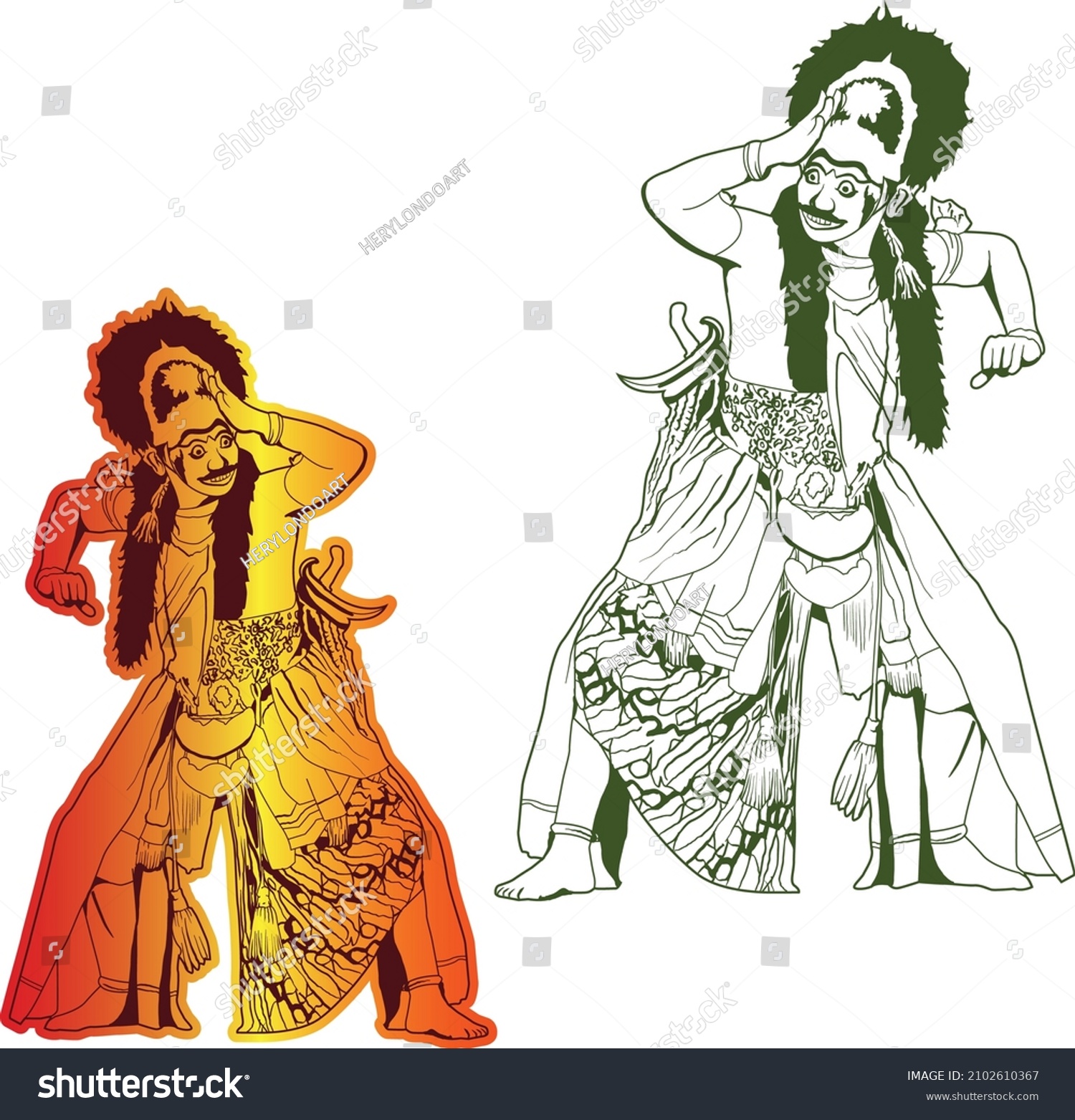 Traditional Dance Java Java Dancer Line Stock Vector (Royalty Free ...