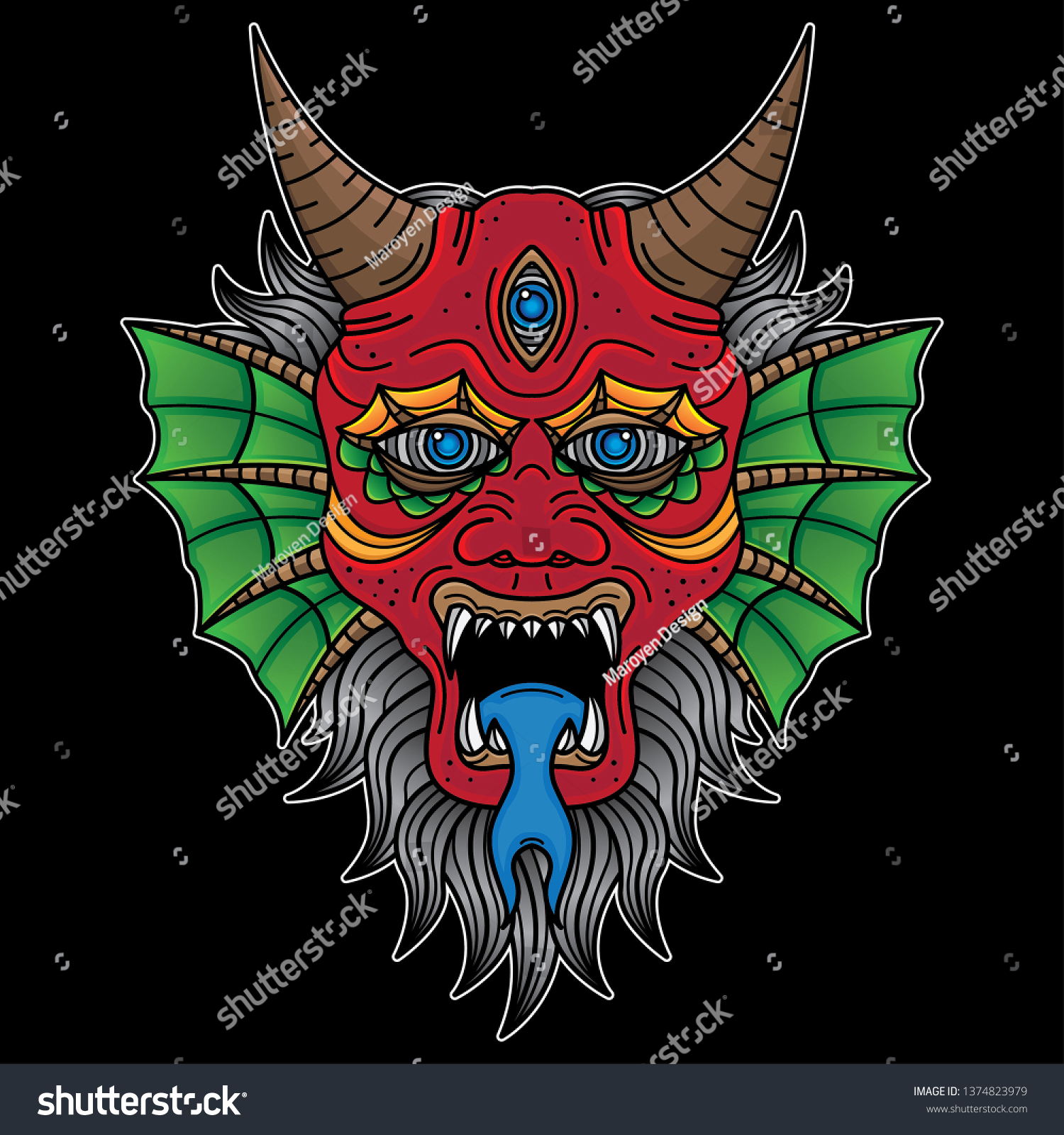 Traditional Devil Tattoo Design Vector Eps: เวกเตอร์สต็อก (ปลอดค่า ...