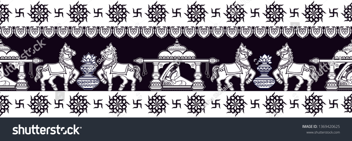 Traditional Indian Border Vector Design: เวกเตอร์สต็อก (ปลอดค่า ...