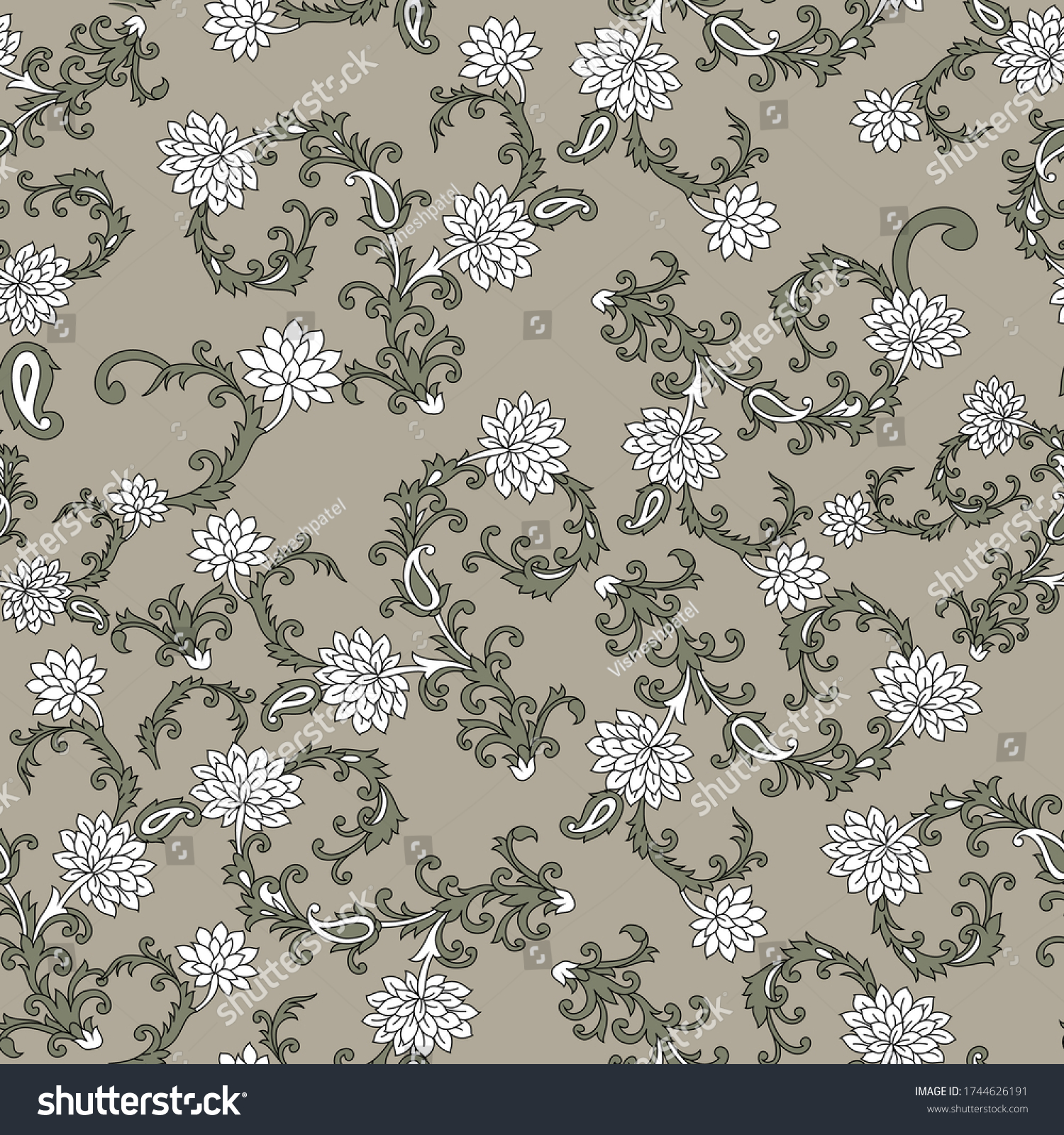 Traditional Indian Paisley Design Pattern On Stock Vector Royalty Free