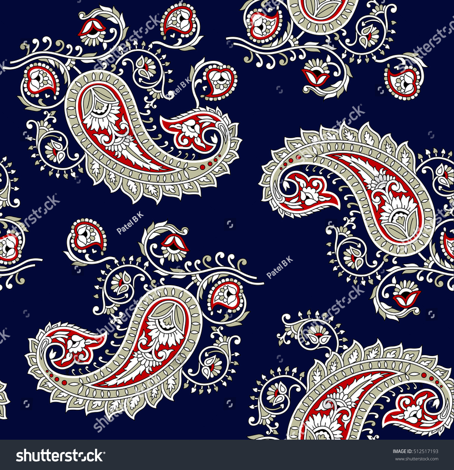 Traditional Indian Paisley Pattern Stock Vector 512517193 Shutterstock
