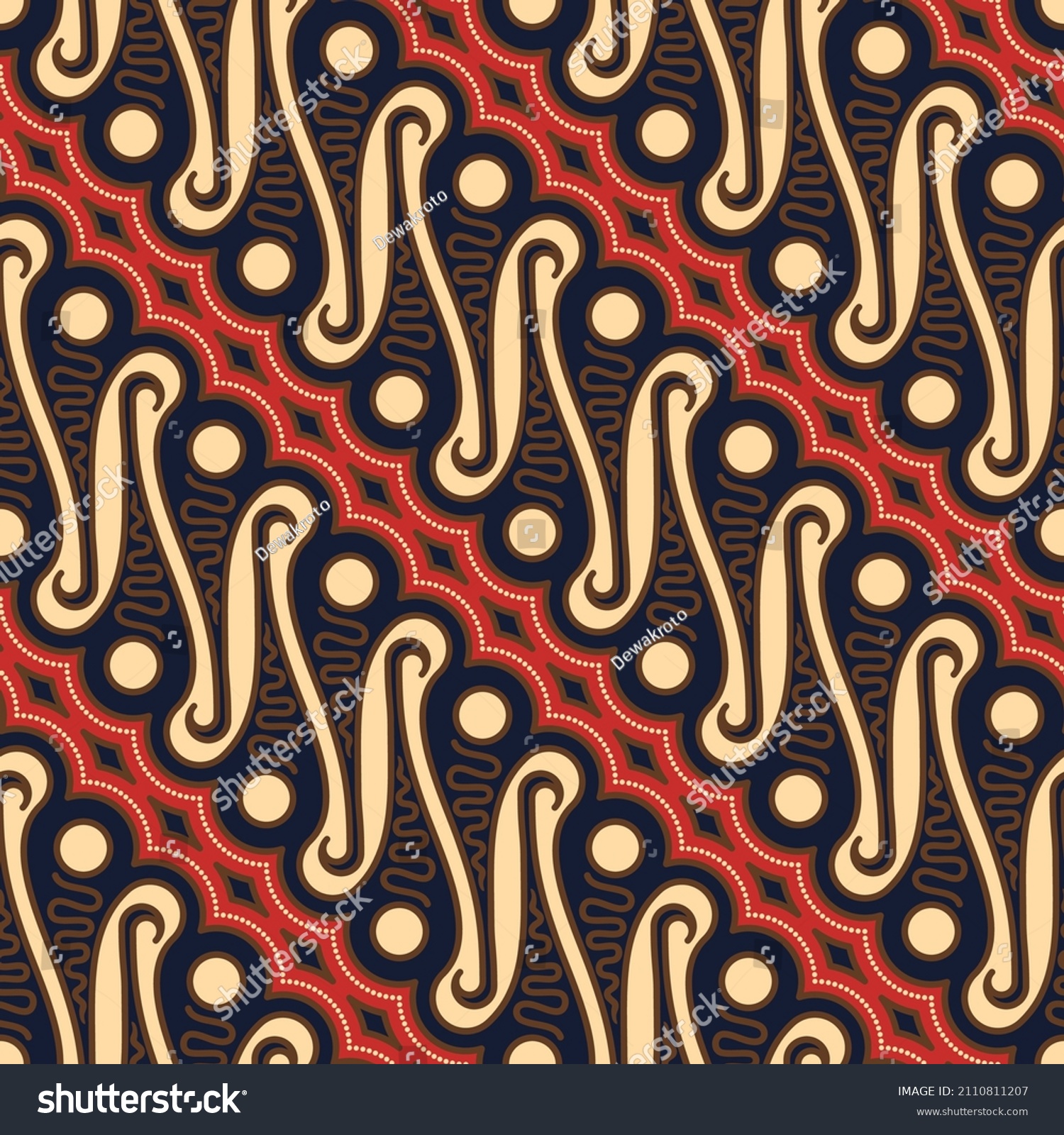 Traditional Javanese Batik Parang Pattern Version Stock Vector (Royalty ...
